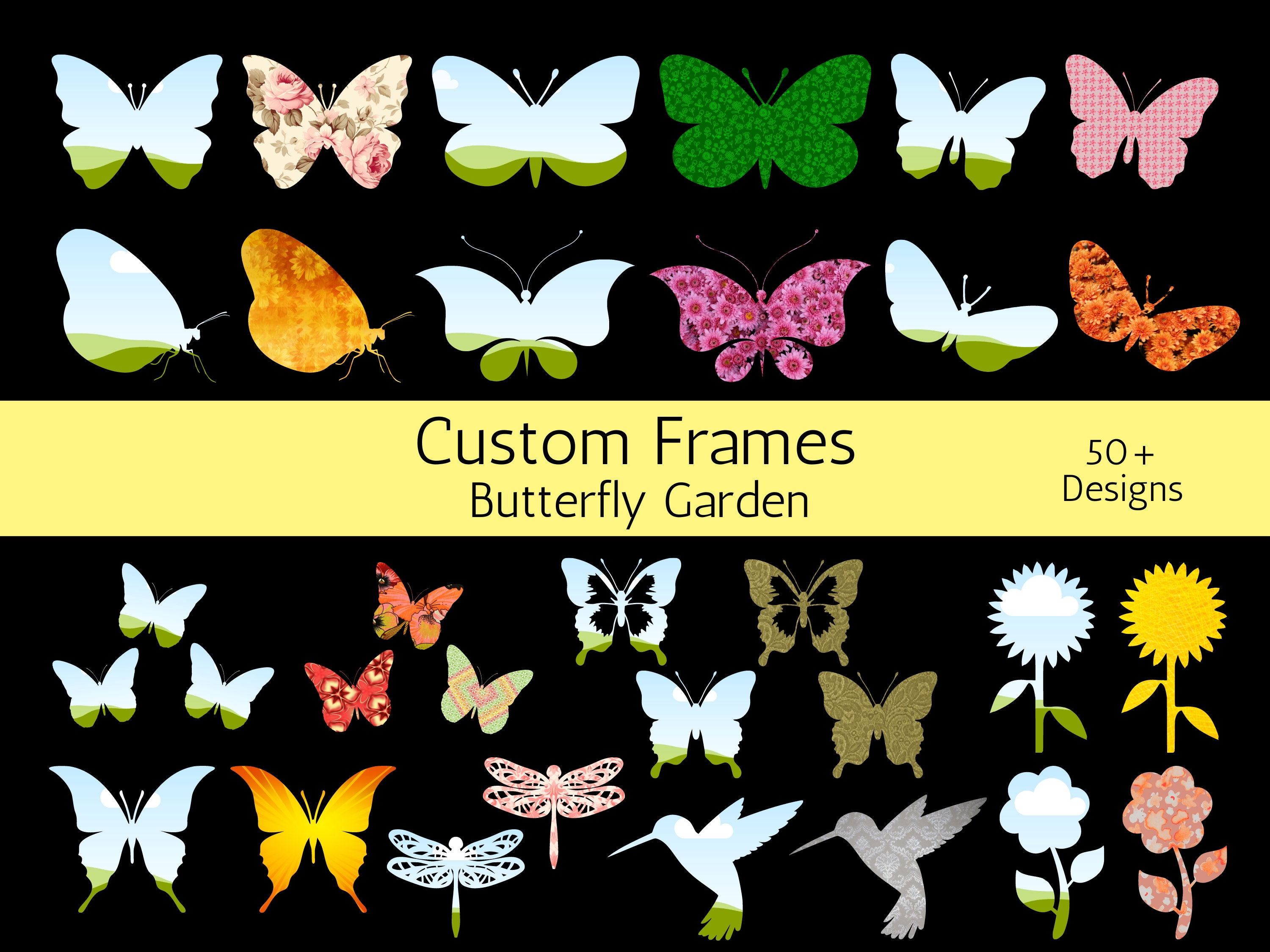 Custom Frames Butterfly Garden, Drag & Drop Frames for Crafts, Cards ...