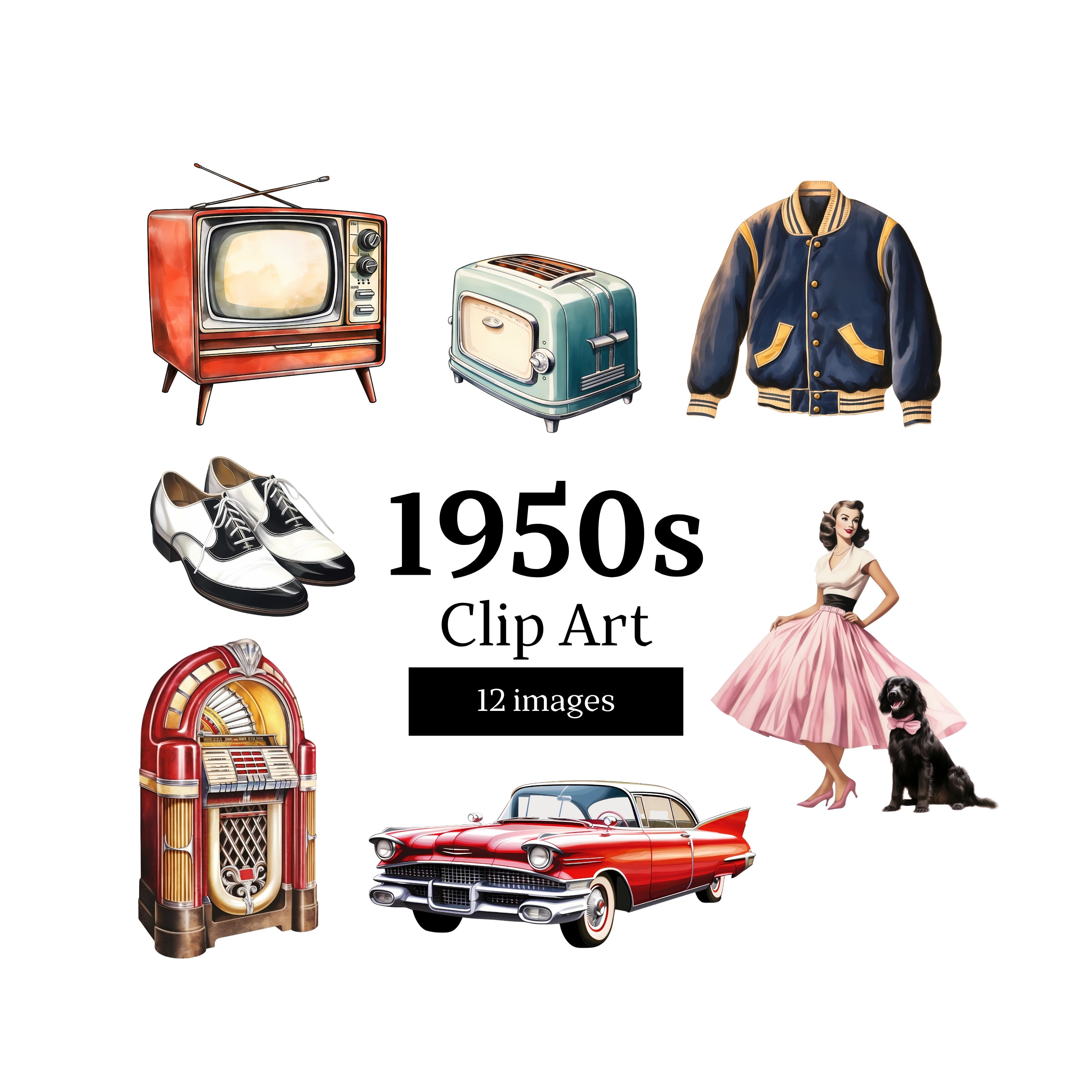 1950s Clip Art - Nostalgia, Scrapbook, Crafts, Memory Book, Cards ...