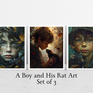 A Boy and His Rat Art Set of 3 - Pop Surrealism - Printable Wall Art ...