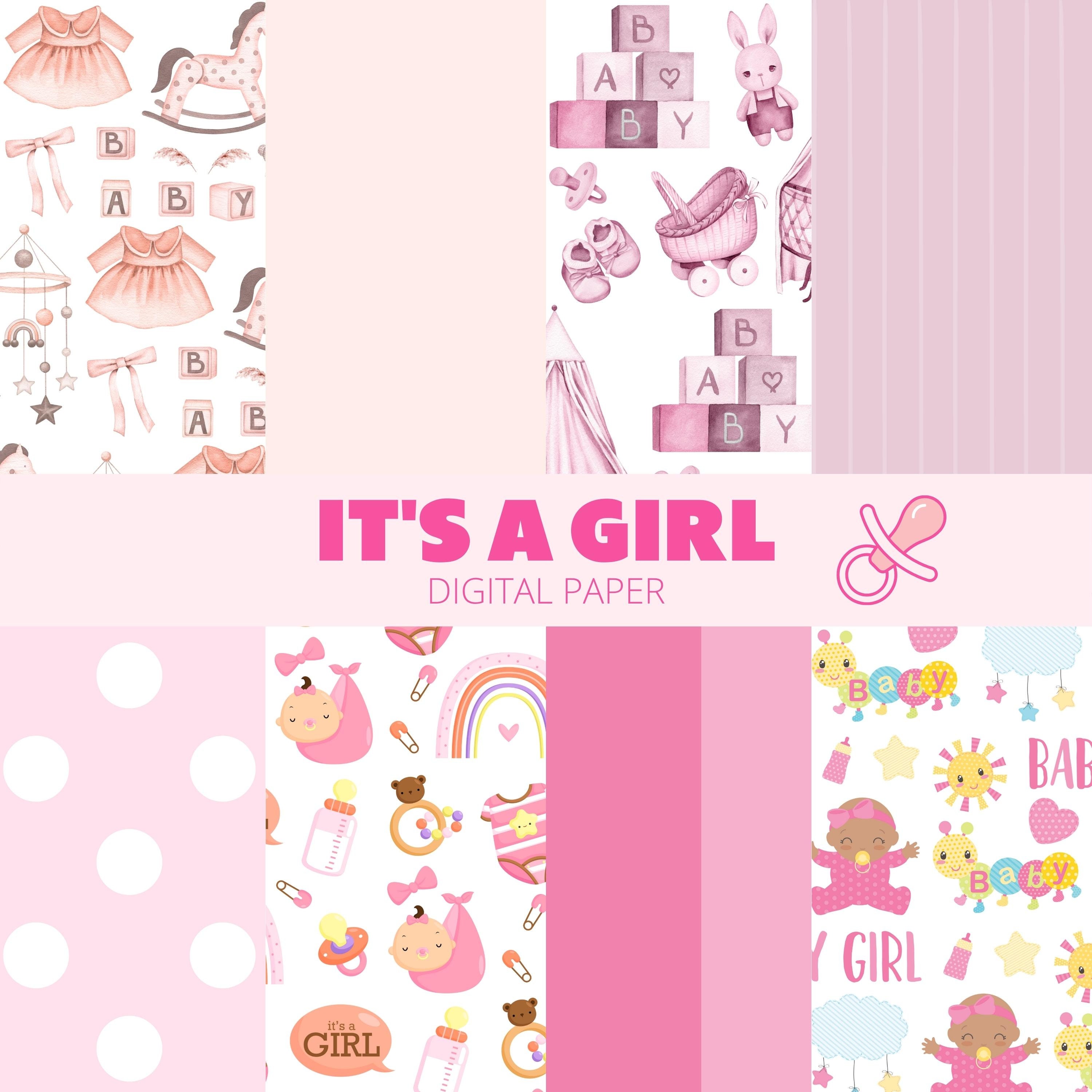 It's A Girl Digital Paper Scrapbook Paper Baby Girl - Etsy