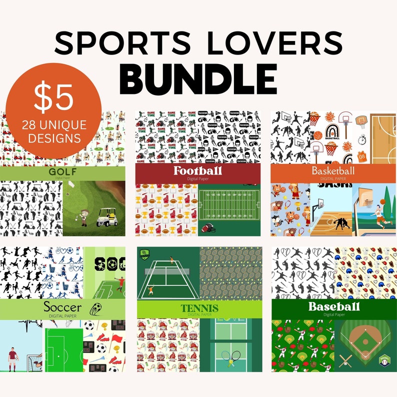 Sports Lovers Bundle Golf, Football, Baseball, Basketball, Tennis ...