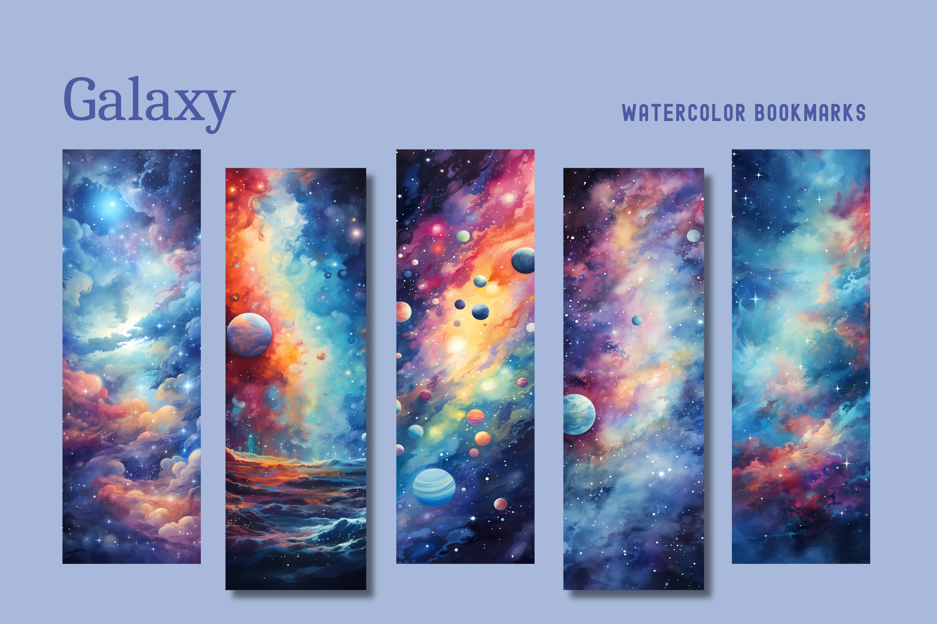 Galaxy Watercolor Bookmarks - Space, PNG, Sublimation - Etsy