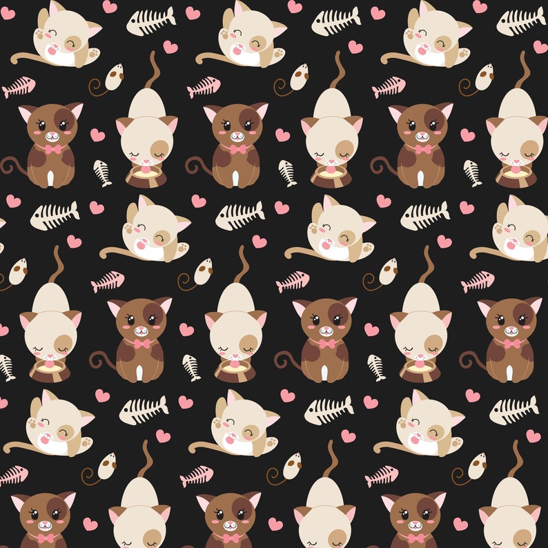 Cats Digital Paper Cute Cats Patterned Paper Scrapbook - Etsy