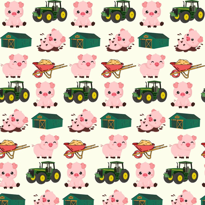 Pigs Digital Paper Pig Scrapbooking Paper, Junk Journals, Pattern ...