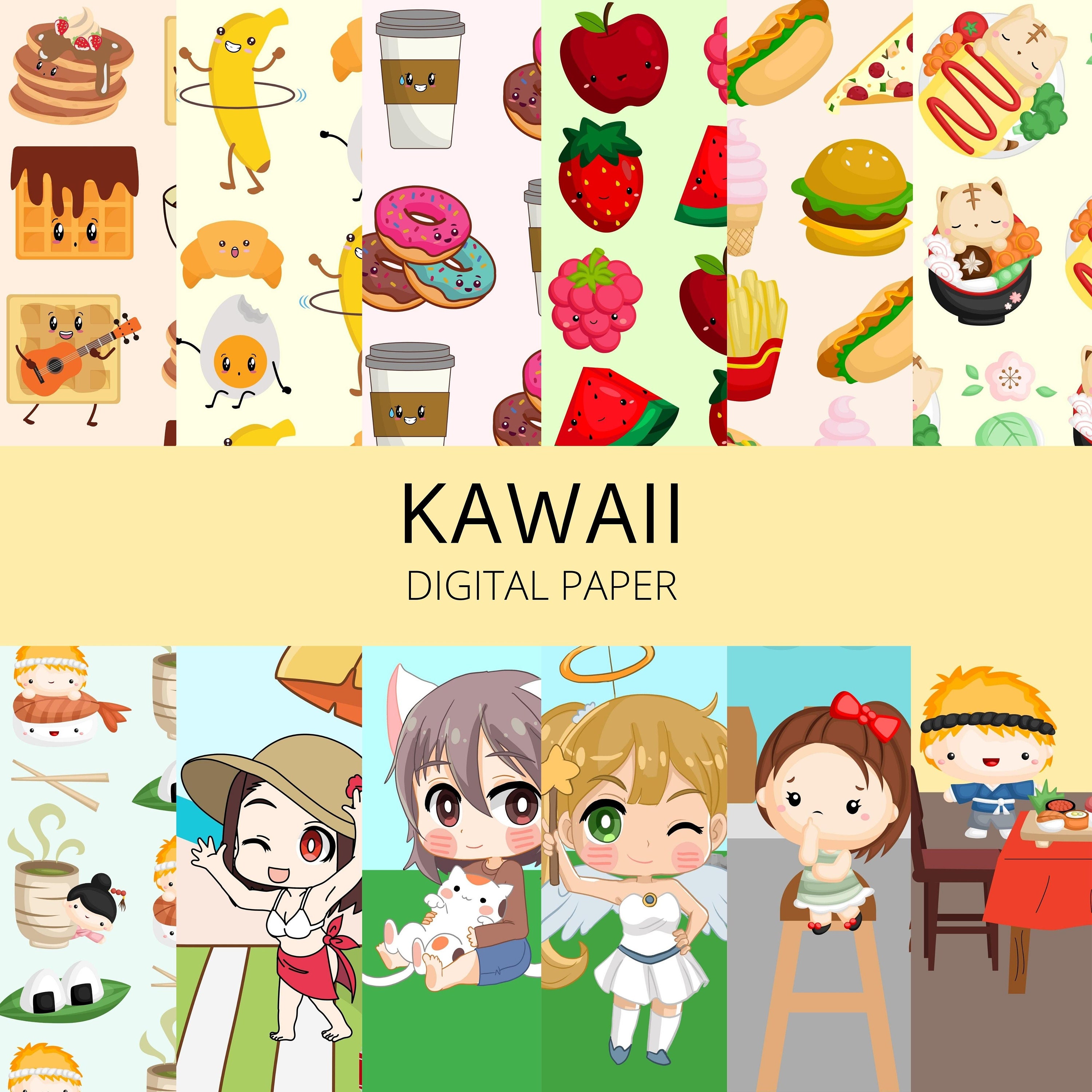 Kawaii Digital Paper Cute Scrapbooking Paper Digital - Etsy