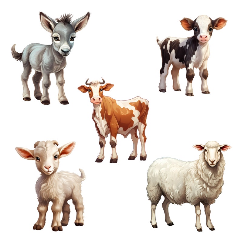 Farm Animal Clip Art Farm Clipart Horses Cows PNG - Etsy