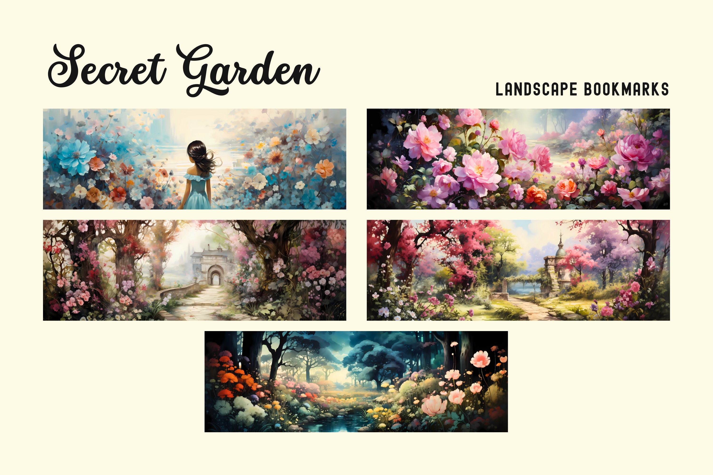 Secret Garden Landscape Bookmarks Secret Garden Floral - Etsy