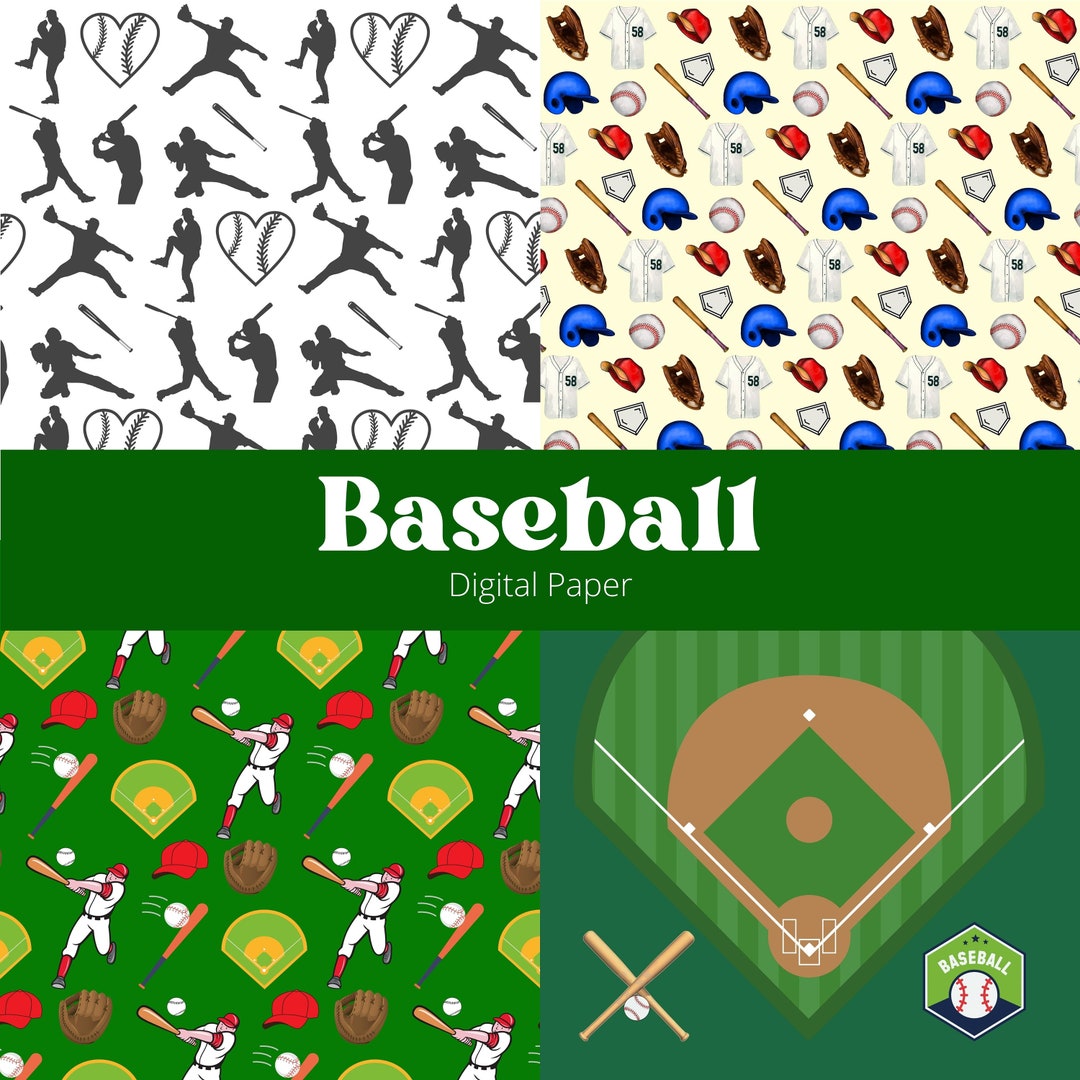 Baseball Digital Paper - Sports, Baseball Scrapbook Paper, Junk ...