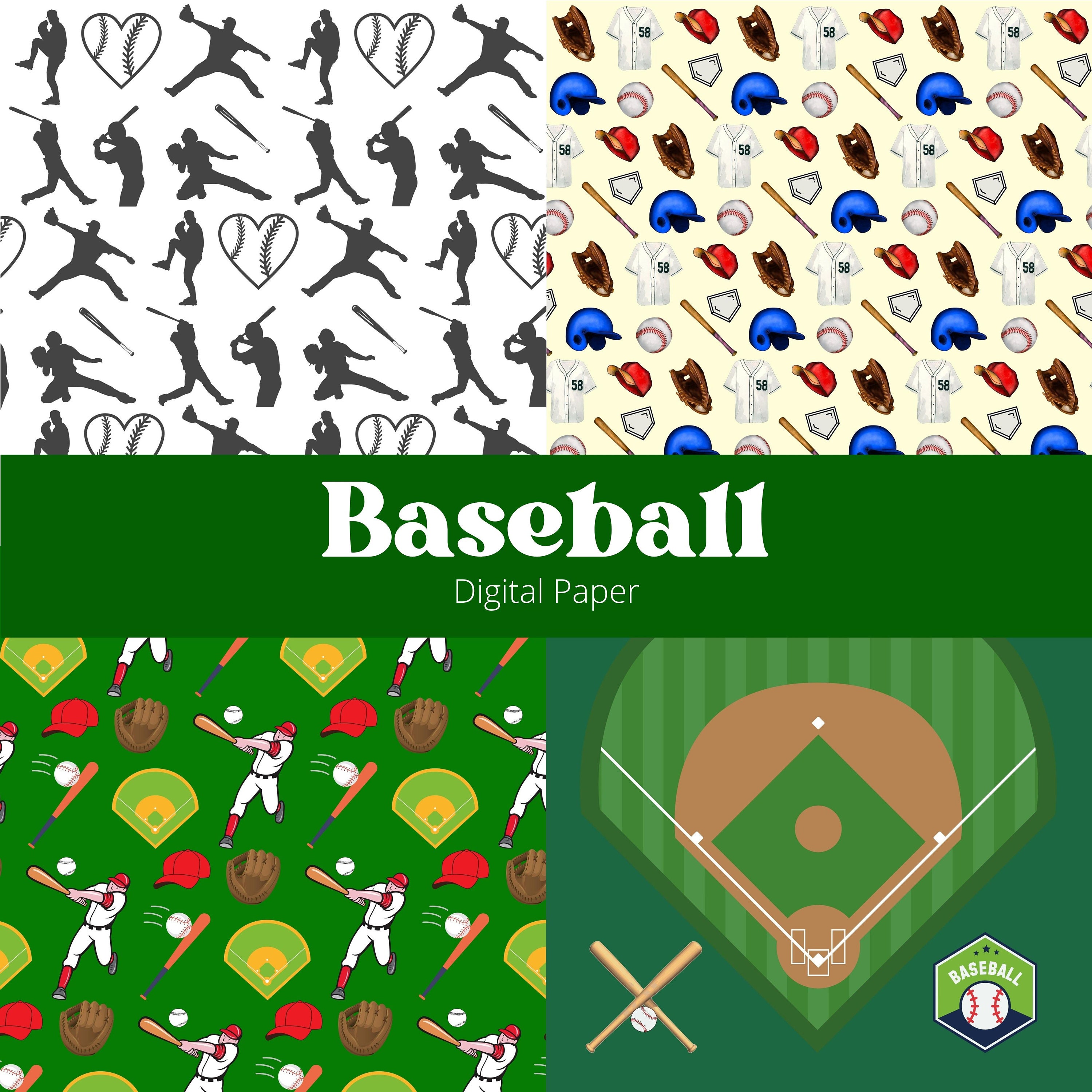Baseball Digital Paper - Sports, Baseball Scrapbook Paper, Junk ...