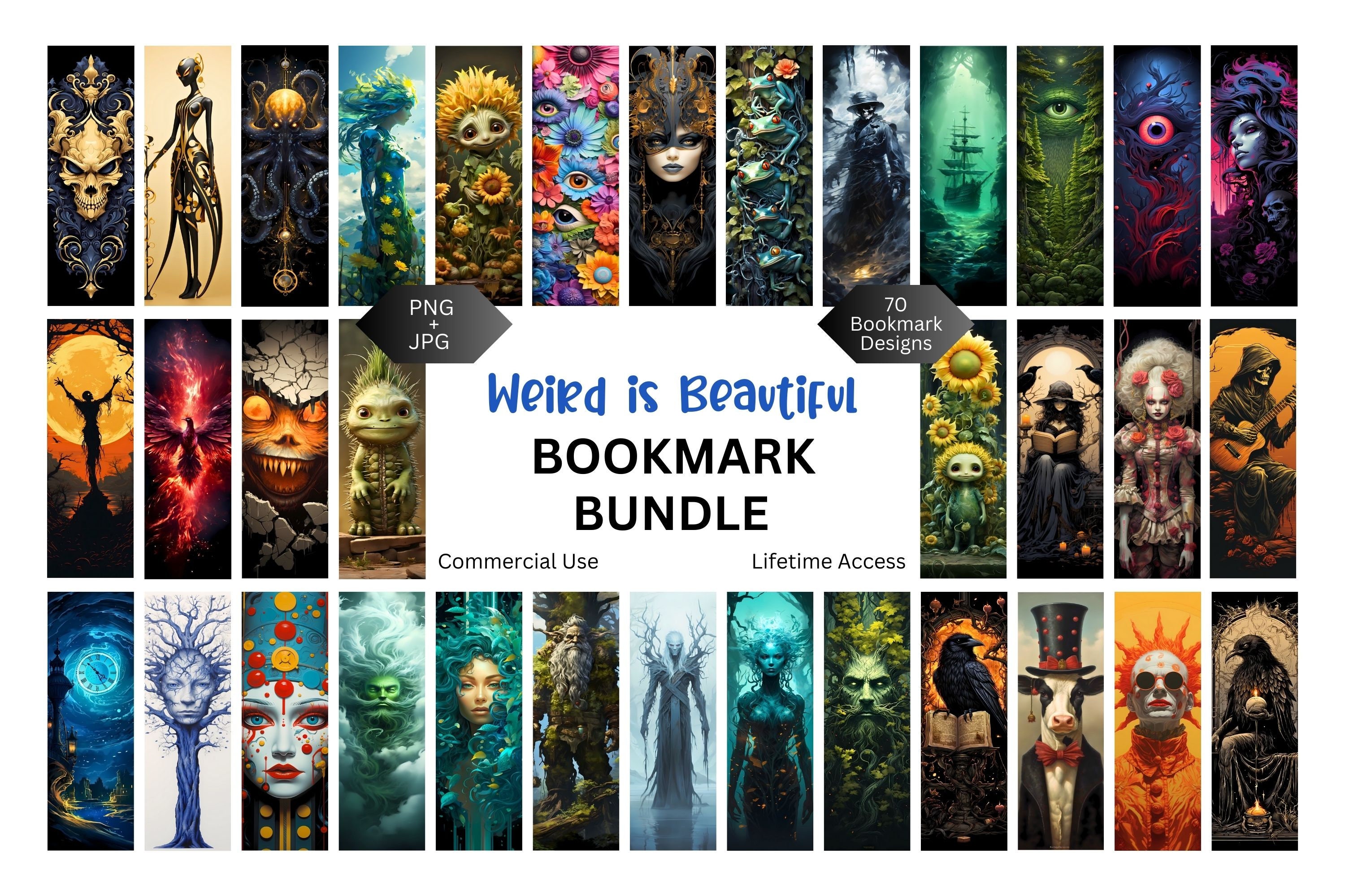 Weird is Beautiful Bookmark Bundle Bookmark Designs PNG - Etsy