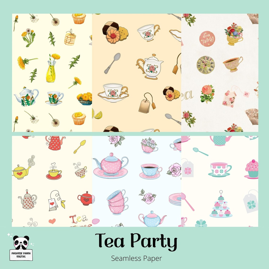 Tea Party Seamless Digital Paper Scrapbooking Paper Junk - Etsy