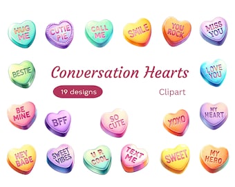 Valentines Candy Conversation Hearts PNG Bundle - Etsy
