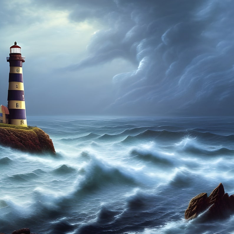 Lighthouse Digital Paper Digital Print Wall Art Poster - Etsy