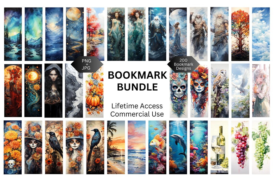 Bookmark Bundle - 200 Bookmark Designs, PNG + JPG, Sublimation - Etsy