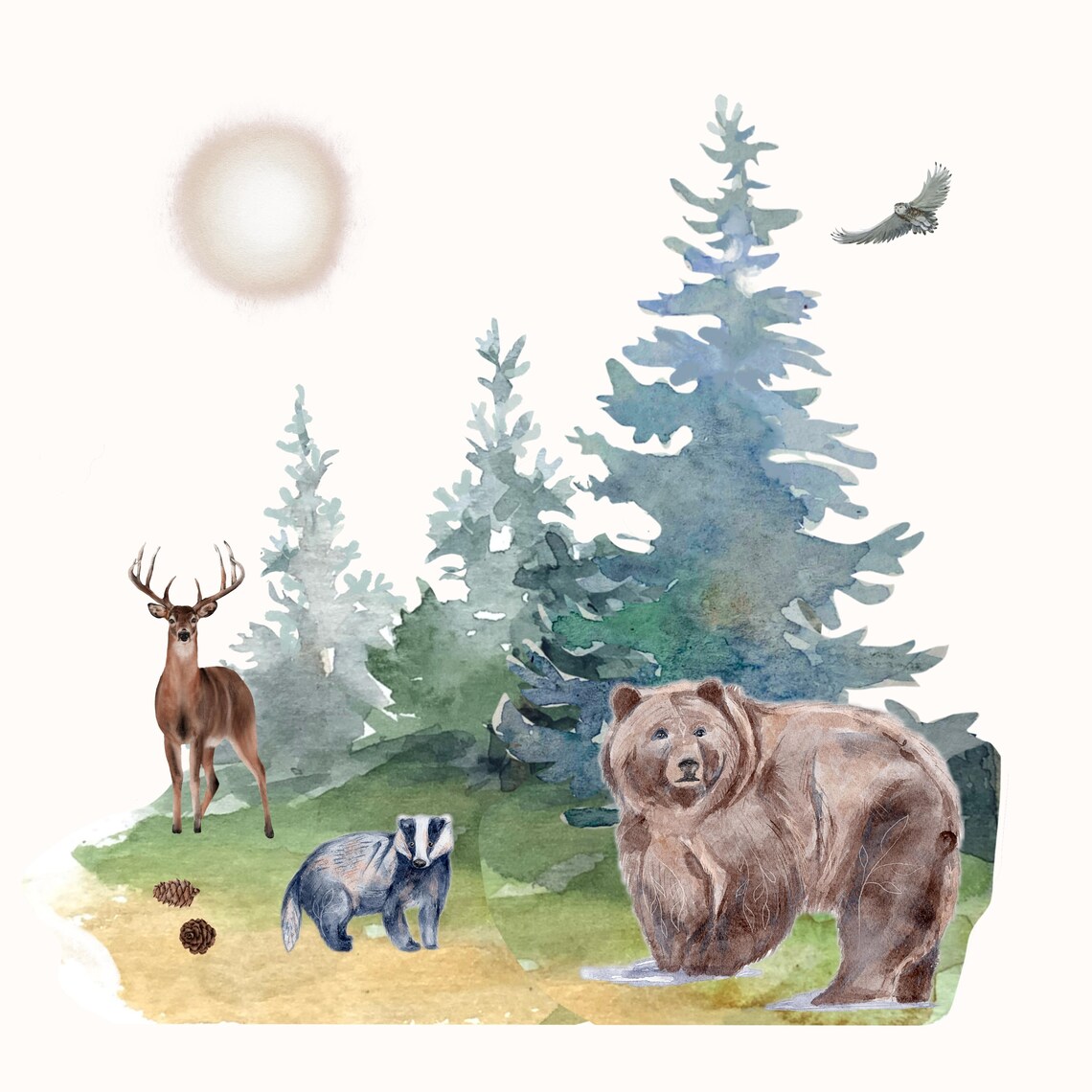 Forest Animals Digital Paper Forest Scrapbooking Paper | Etsy