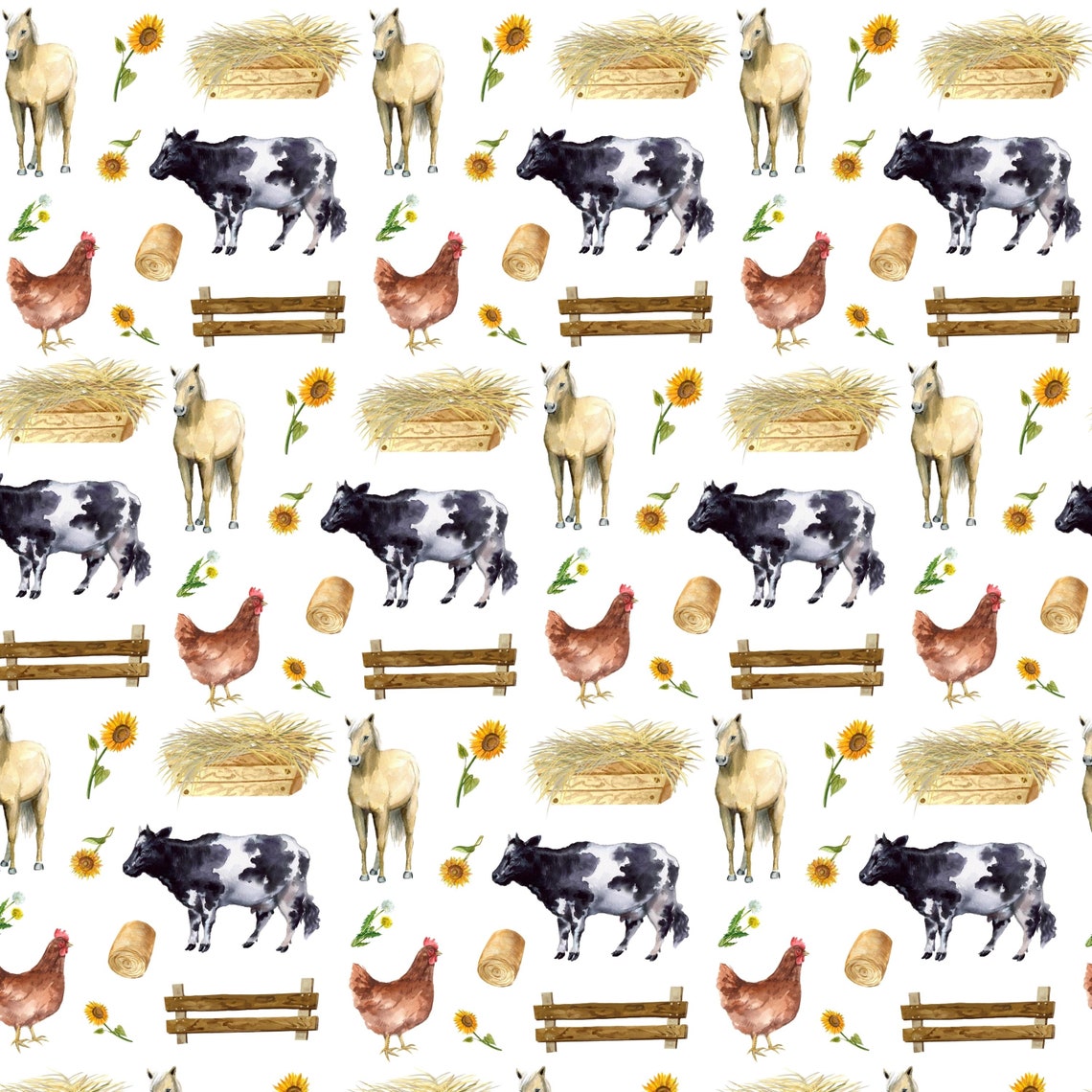 Farm Animals Digital Paper Farm Scrapbooking Paper - Etsy