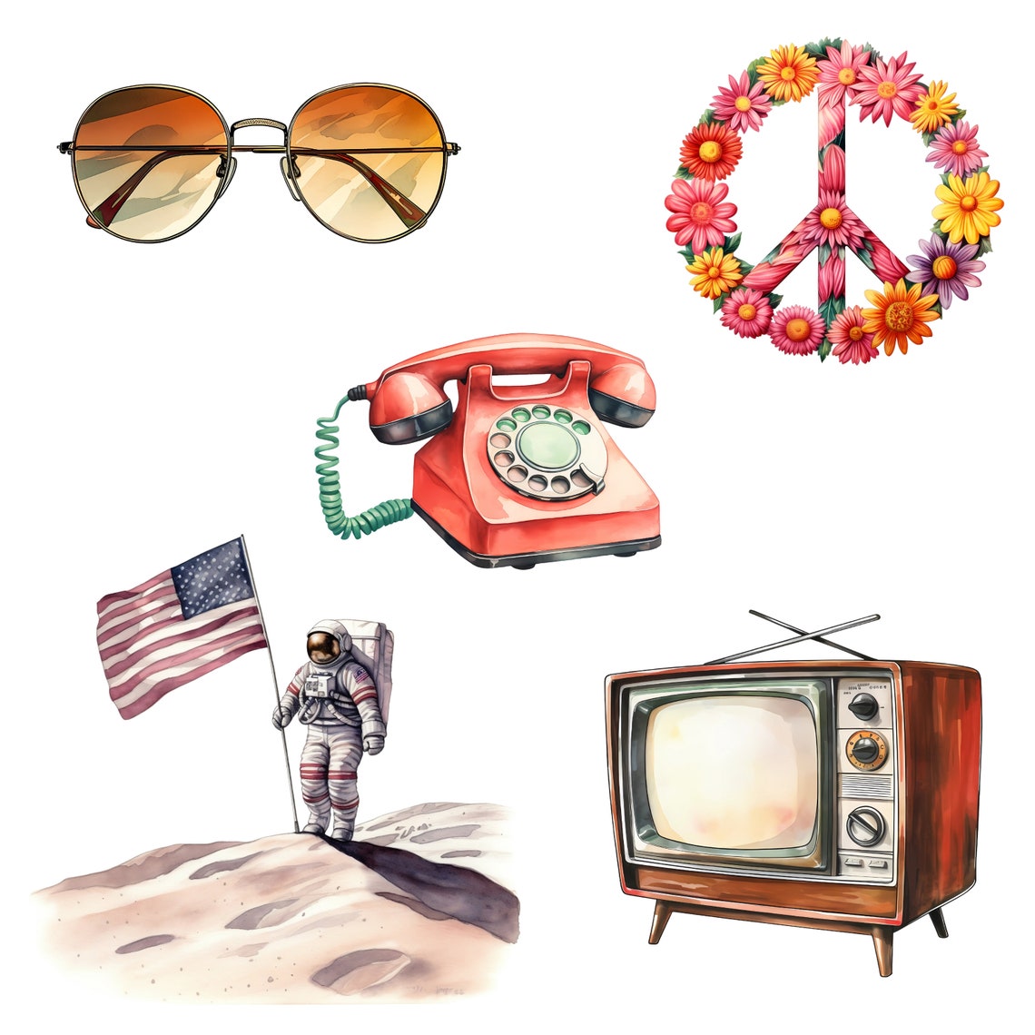 1960s Clip Art - Nostalgia, Scrapbook, Crafts, Memory Book, Cards ...