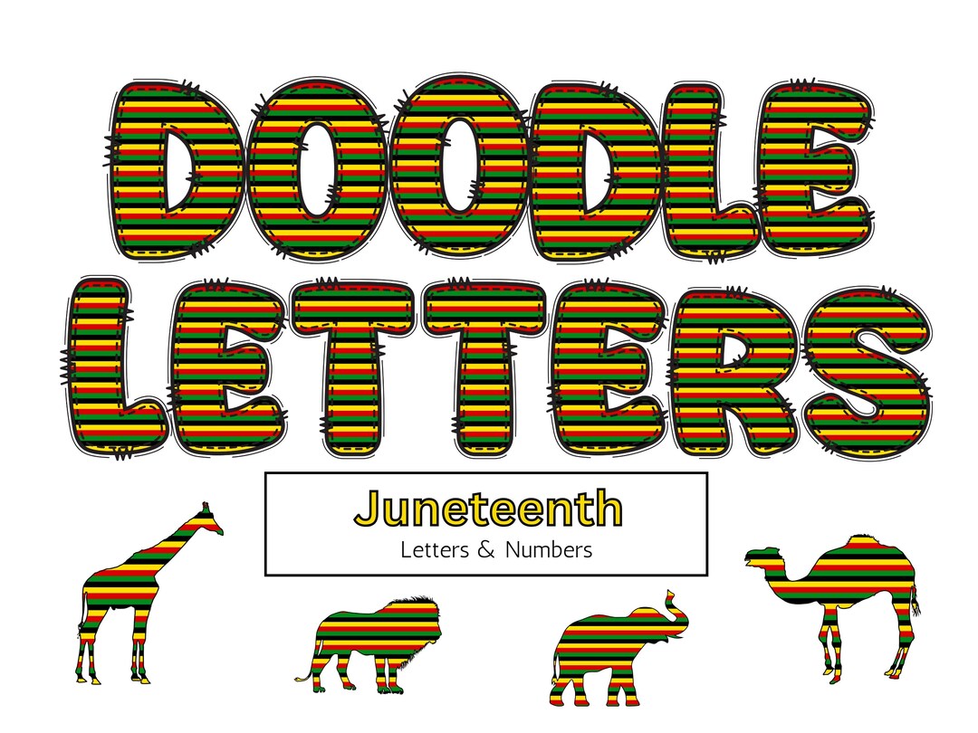 Juneteenth Alphabet - Alphabet Doodle Letters, Alphabet Clipart - Etsy