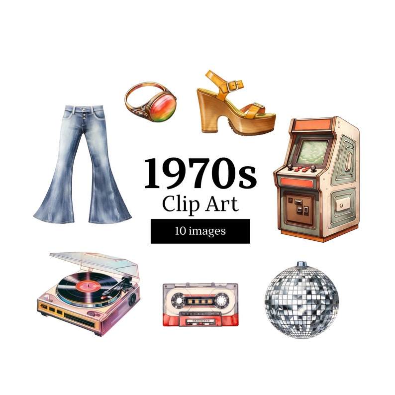 1970s Clip Art - Nostalgia, Scrapbook, Crafts, Memory Book, Cards ...