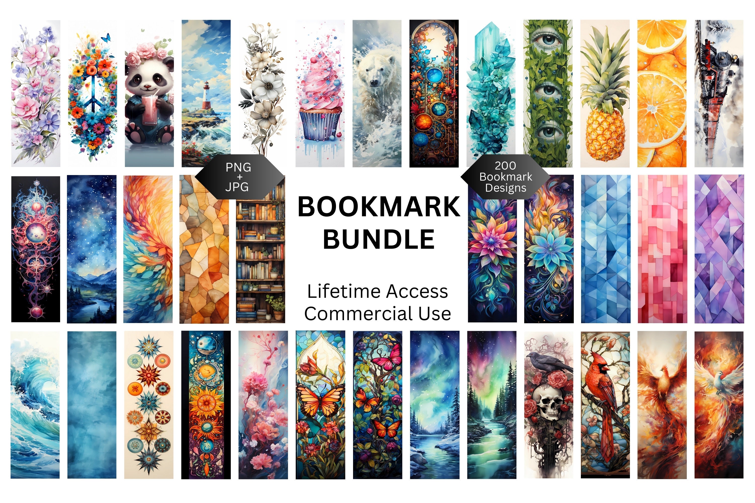 Bookmark Bundle 200 Bookmark Designs, PNG JPG, Sublimation - Etsy
