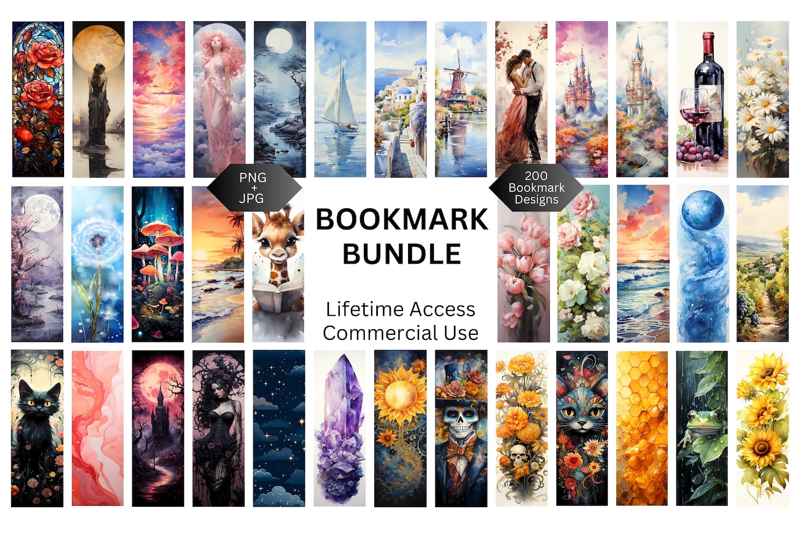 Bookmark Bundle 200 Bookmark Designs, PNG JPG, Sublimation - Etsy