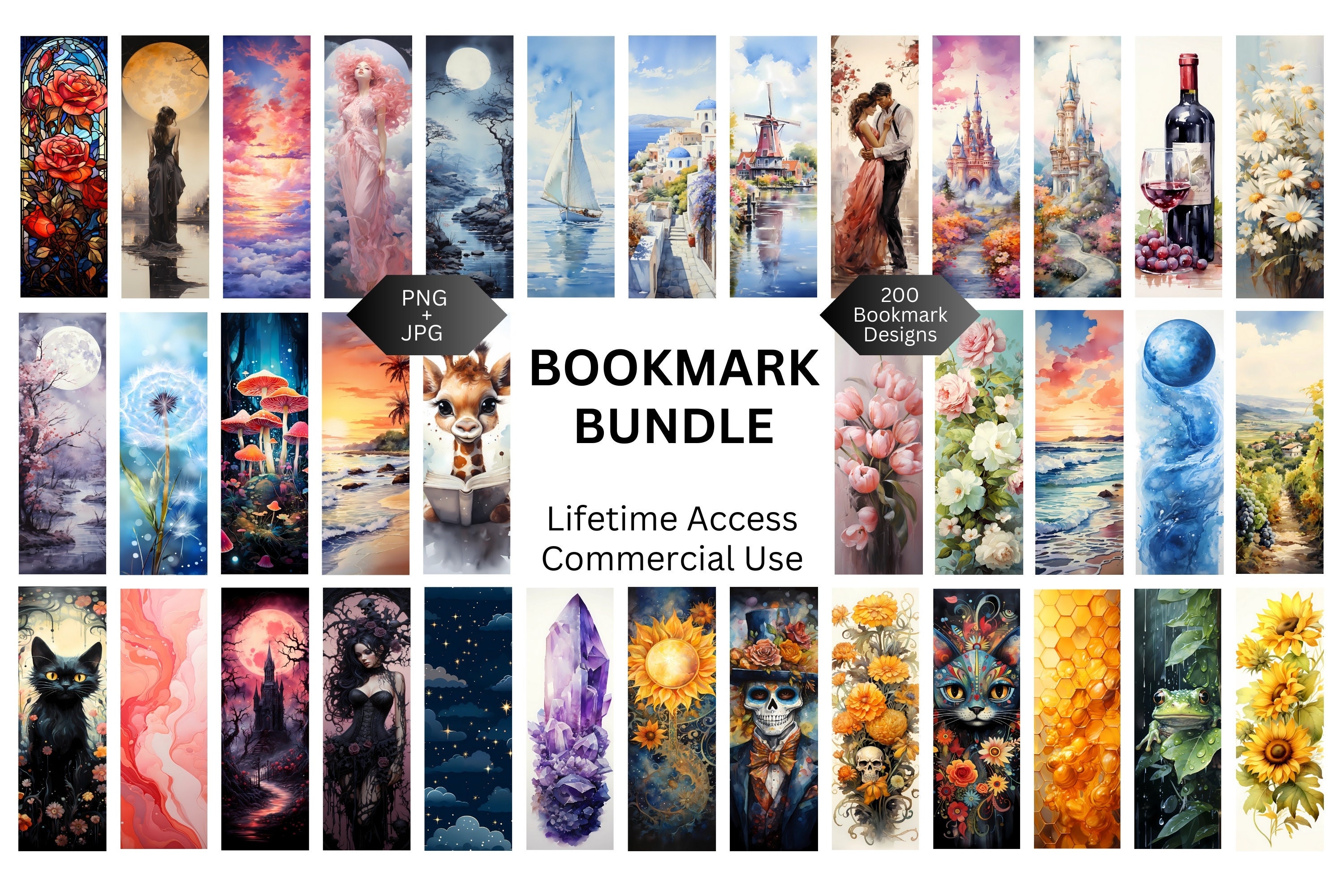 Bookmark Bundle 200 Bookmark Designs, PNG JPG, Sublimation - Etsy