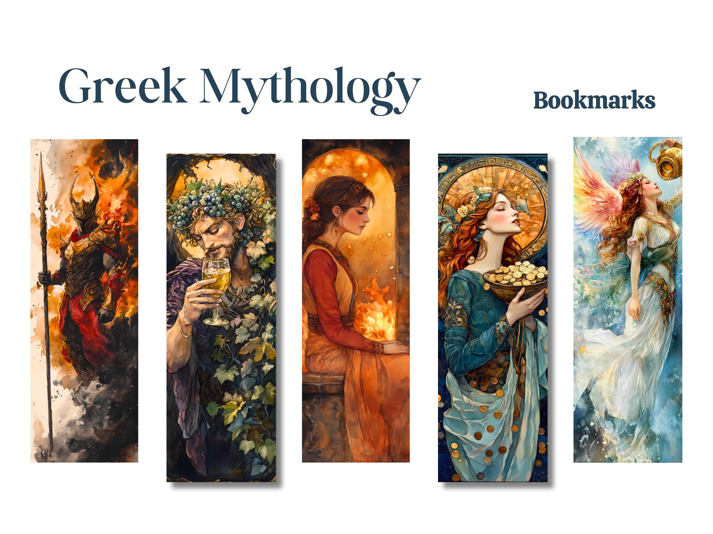 Greek Mythology Bookmarks: Watercolor Gods & Goddesses PNG (digital ...