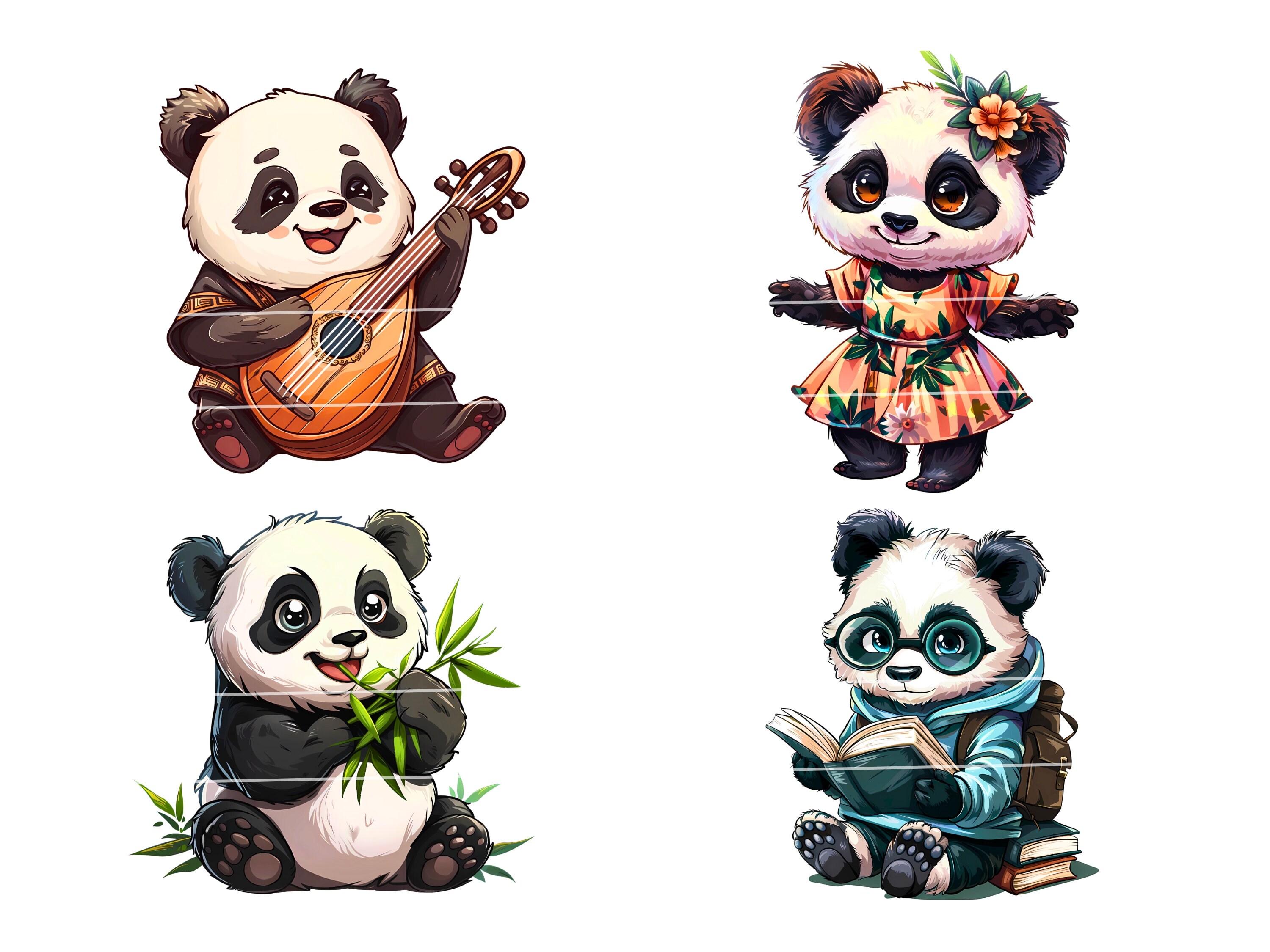 Kawaii Panda Clip Art Chibi Pandas, Clipart, Scrapbook, Cards ...