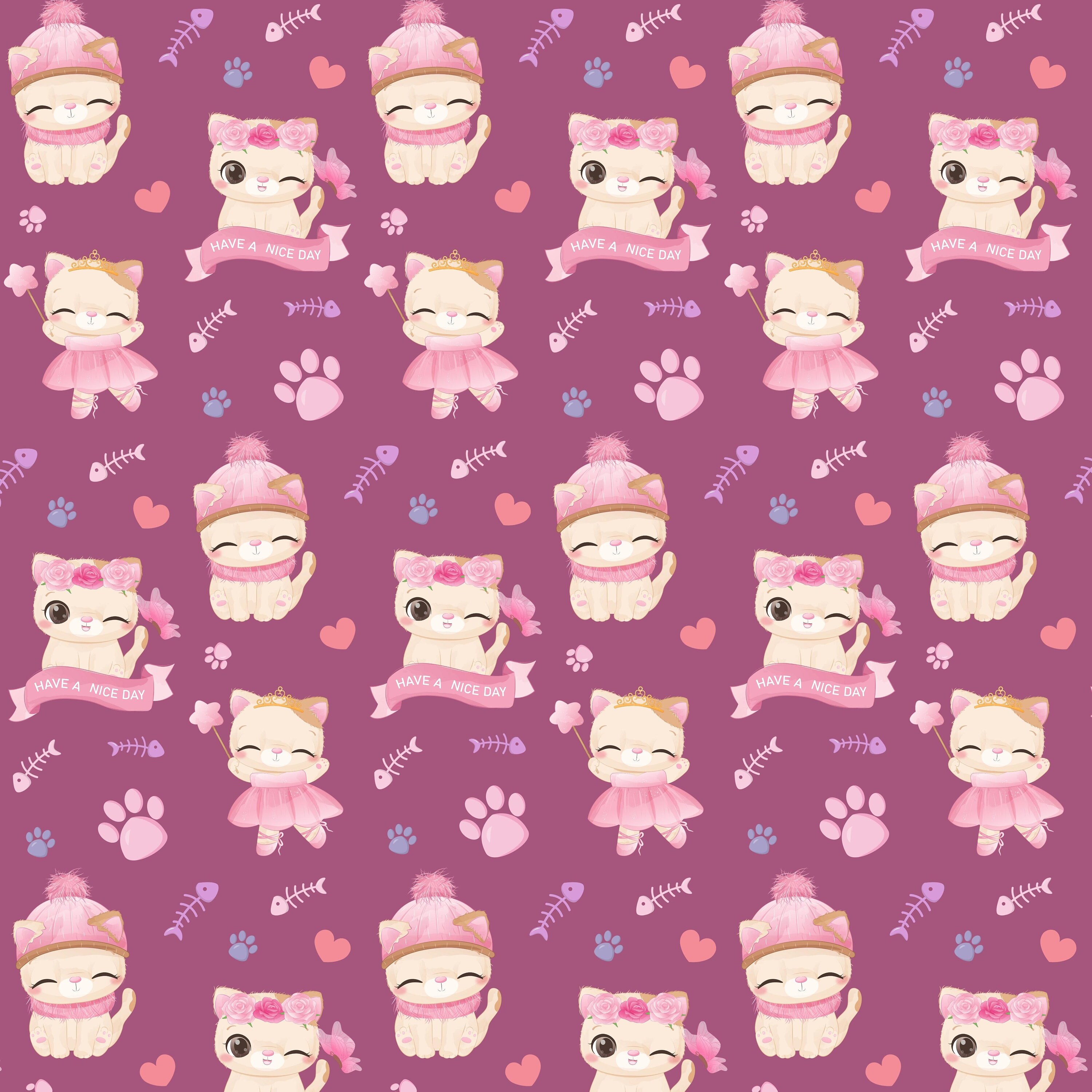 Cats Digital Paper Cute Cats Patterned Paper Scrapbook - Etsy