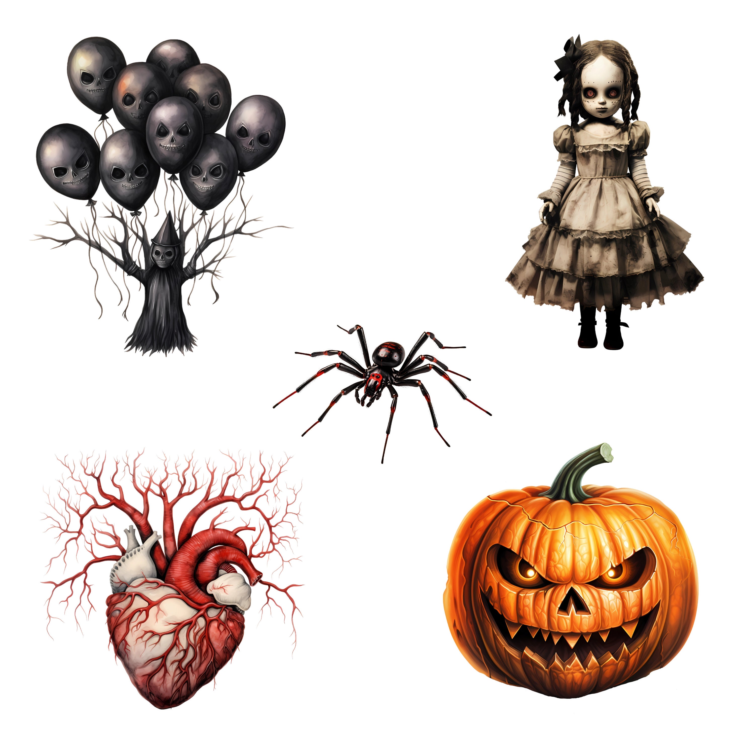 Creepy Halloween Clip Art Clipart Scrapbook Cards - Etsy