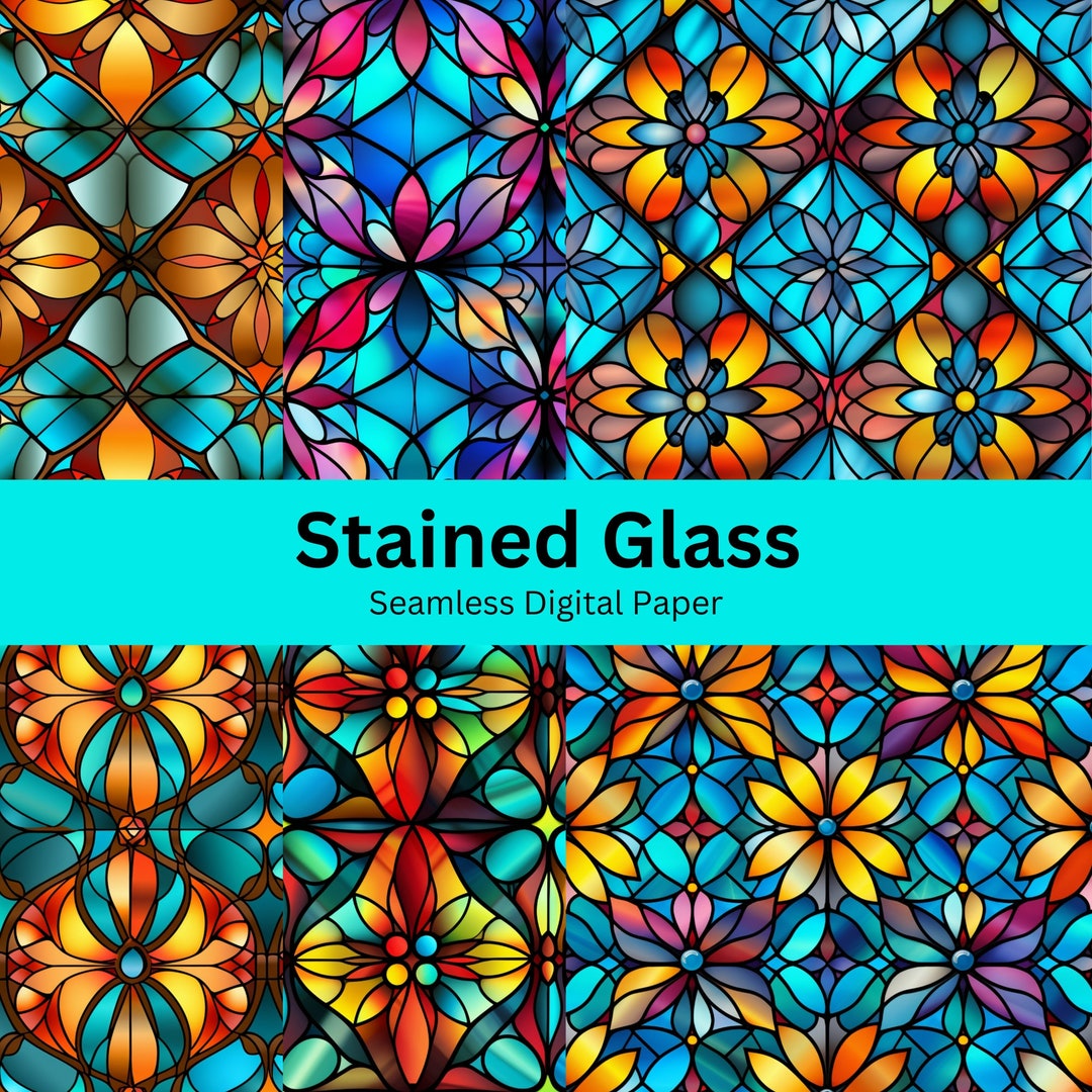 Stained Glass Seamless Digital Paper - Scrapbooking Paper, Junk Journal ...