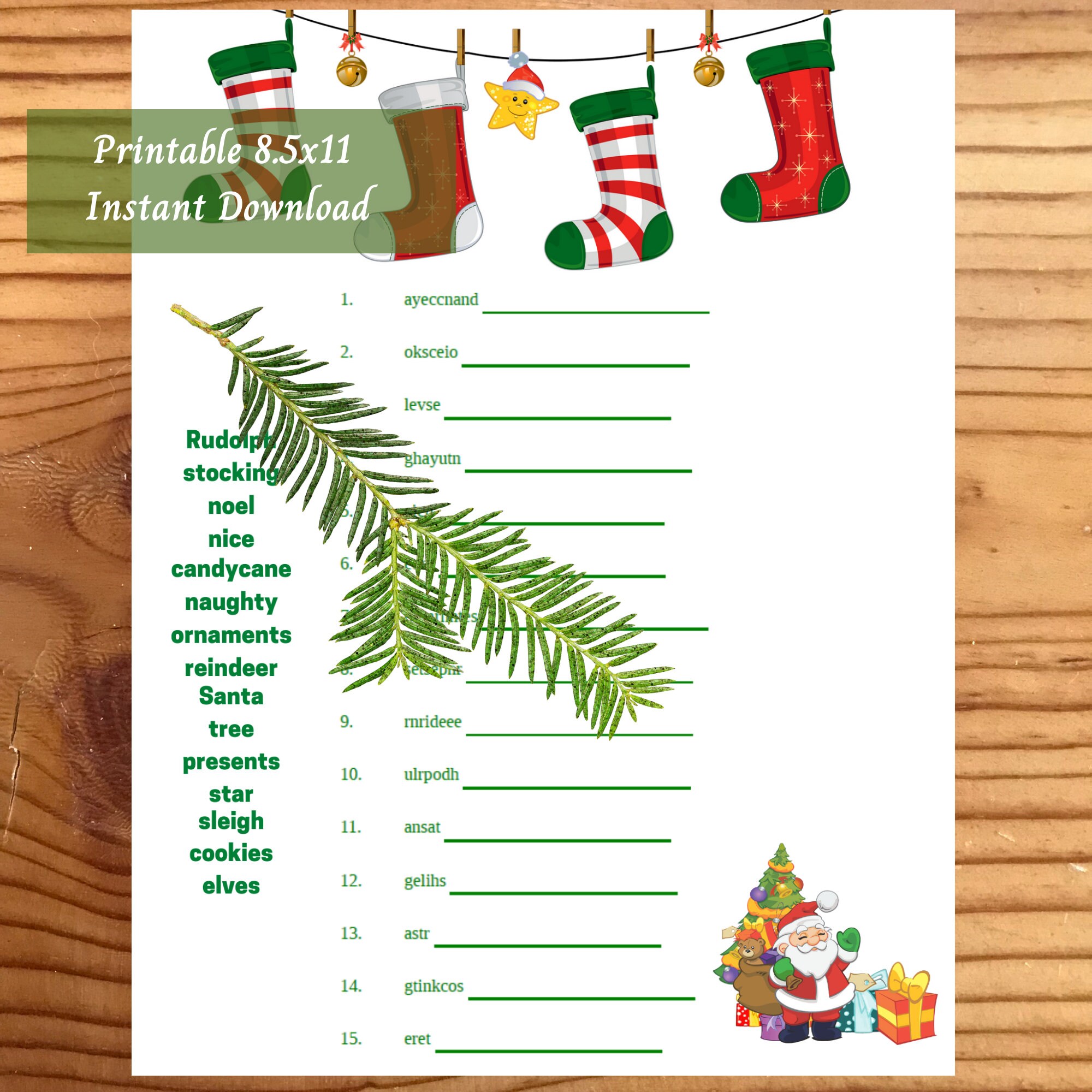 Christmas Word Scramble and Coloring Page, Christmas Activity, Word ...