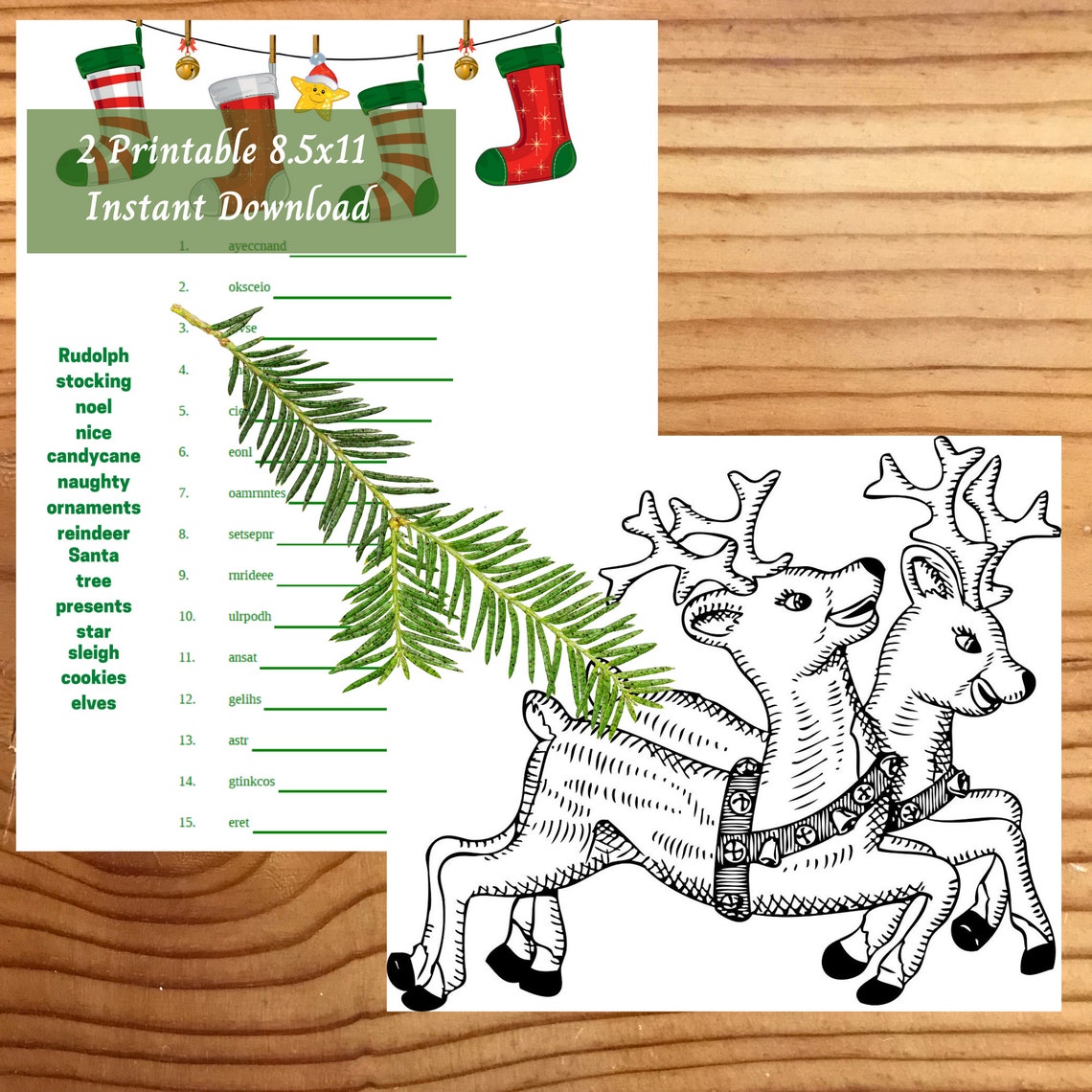 Christmas Word Scramble and Coloring Page, Christmas Activity, Word ...