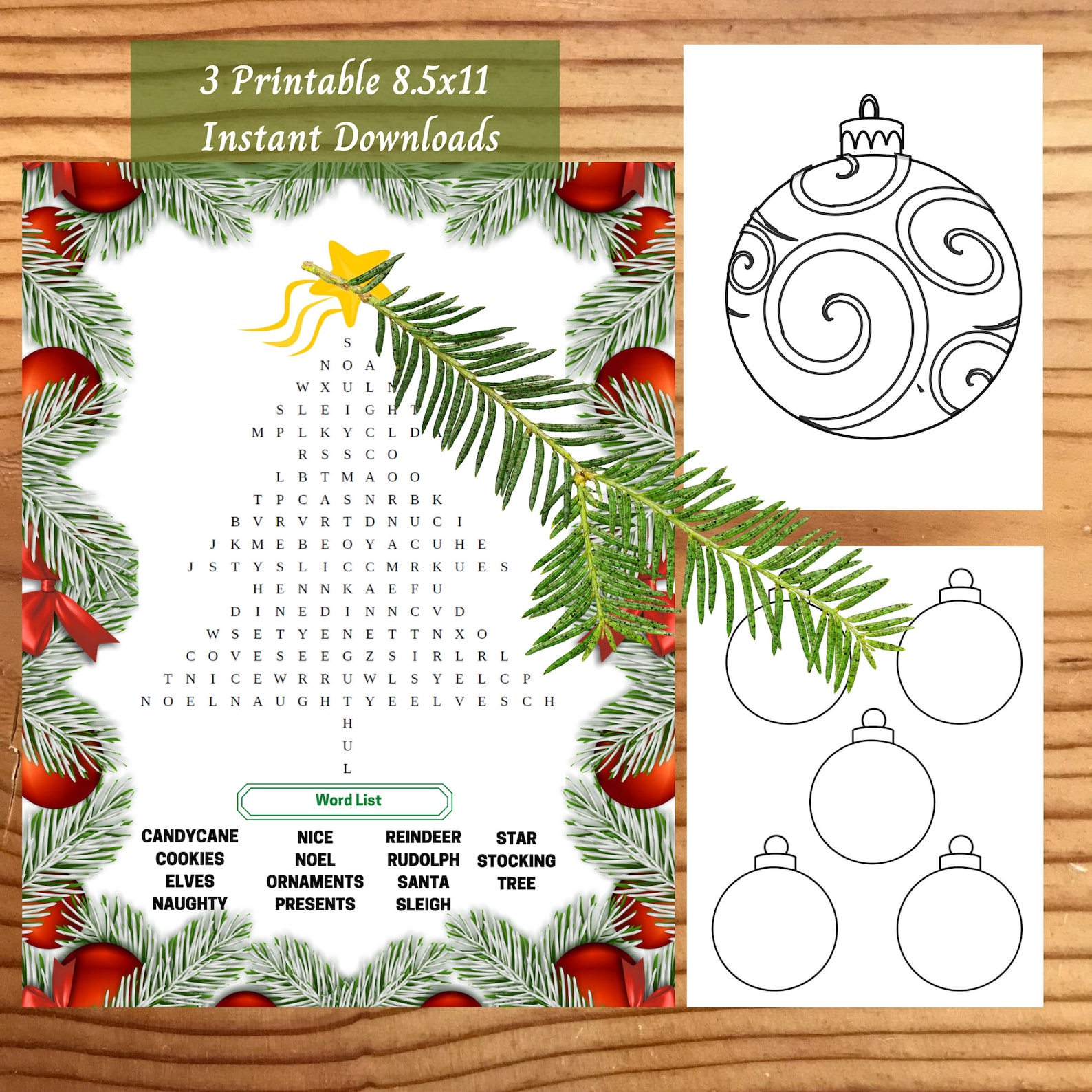 3 Page Printable Word Search and Coloring Pages. Instant Download ...
