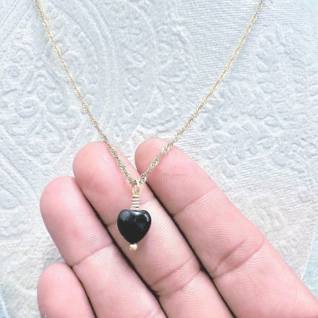 Elite Shungite Heart Necklace: 18k Gold Filled Chain, EMF Protection - Etsy