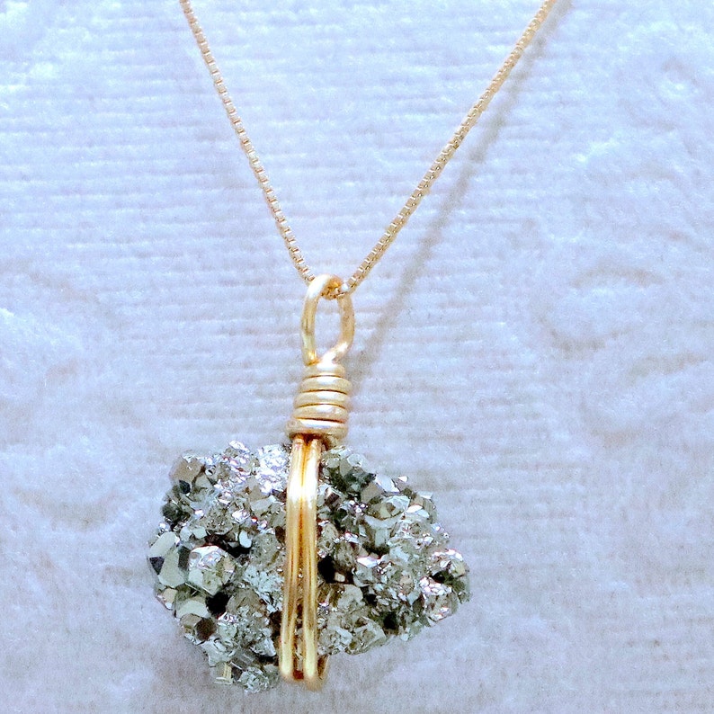 Pyrite Necklace - Handmade 18K Gold Filled Pyrite Pendant Necklace ...