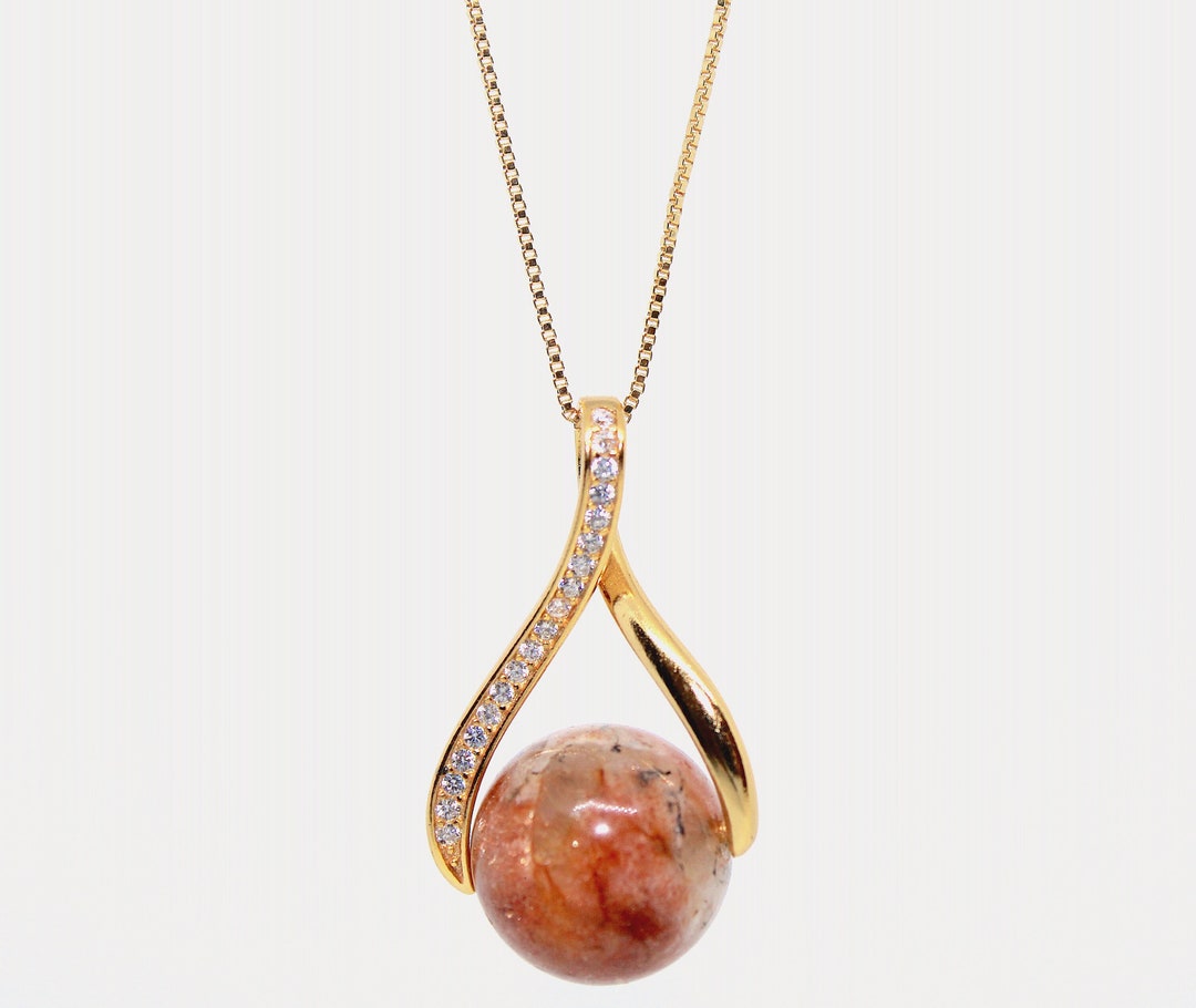 Fire Sunstone Necklace, Sunstone Pendant for Women, Sunstone Crystal ...