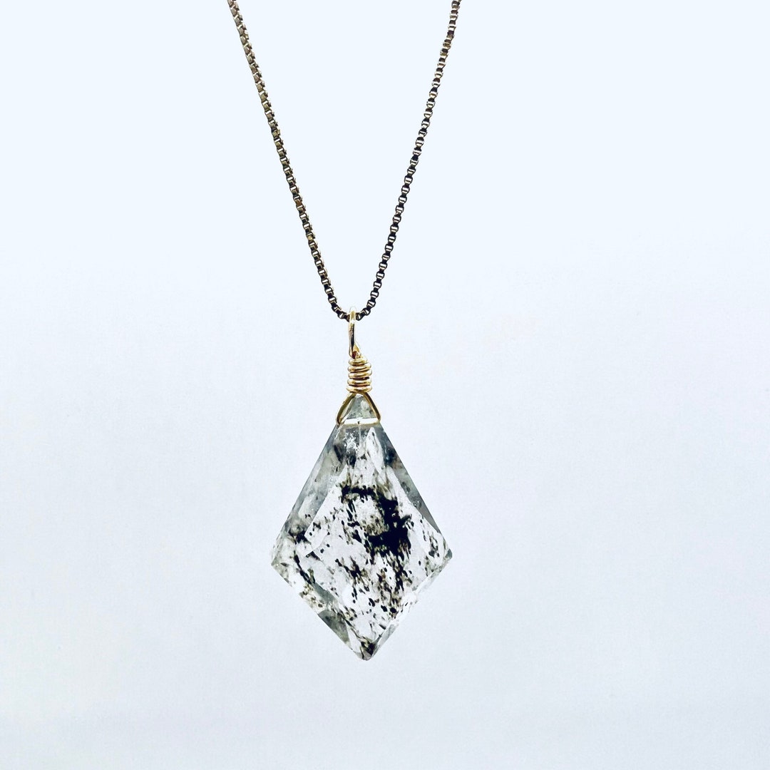 Lodolite Quartz Necklace: Diamond 18k Gold Filled Phantom Crystal ...