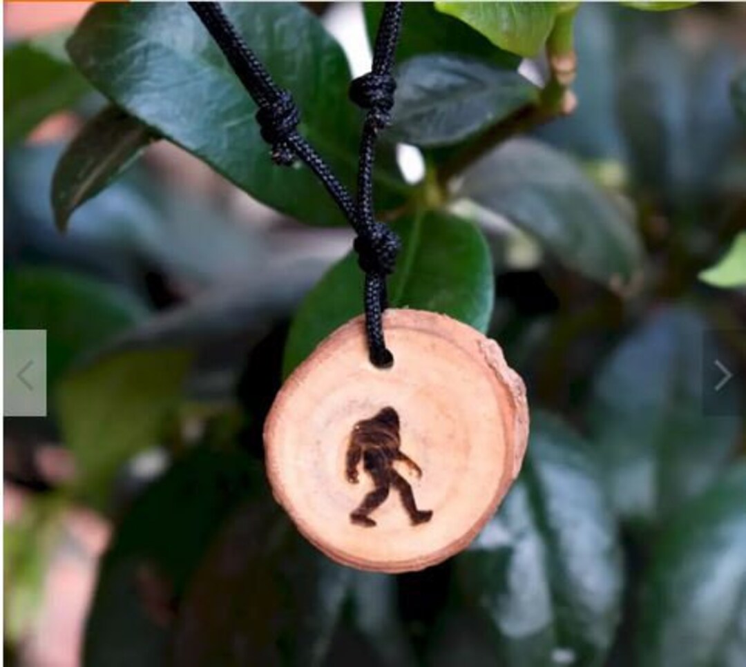 Wooden Bigfoot Necklace, Sasquatch Charm, Quirky Pendant, Pacific ...