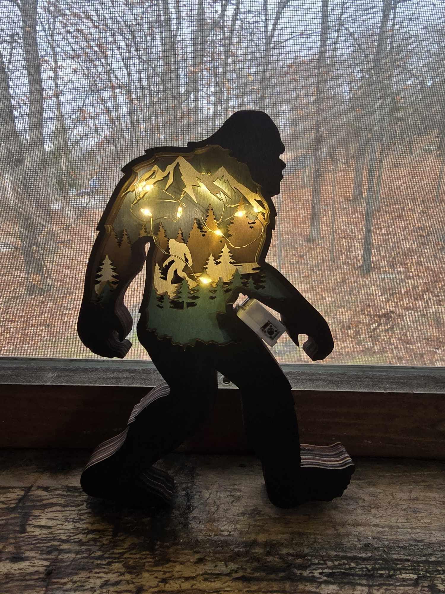 Enchanted Bigfoot Forest Light - Handcrafted Wooden Decor With LED Glow ...