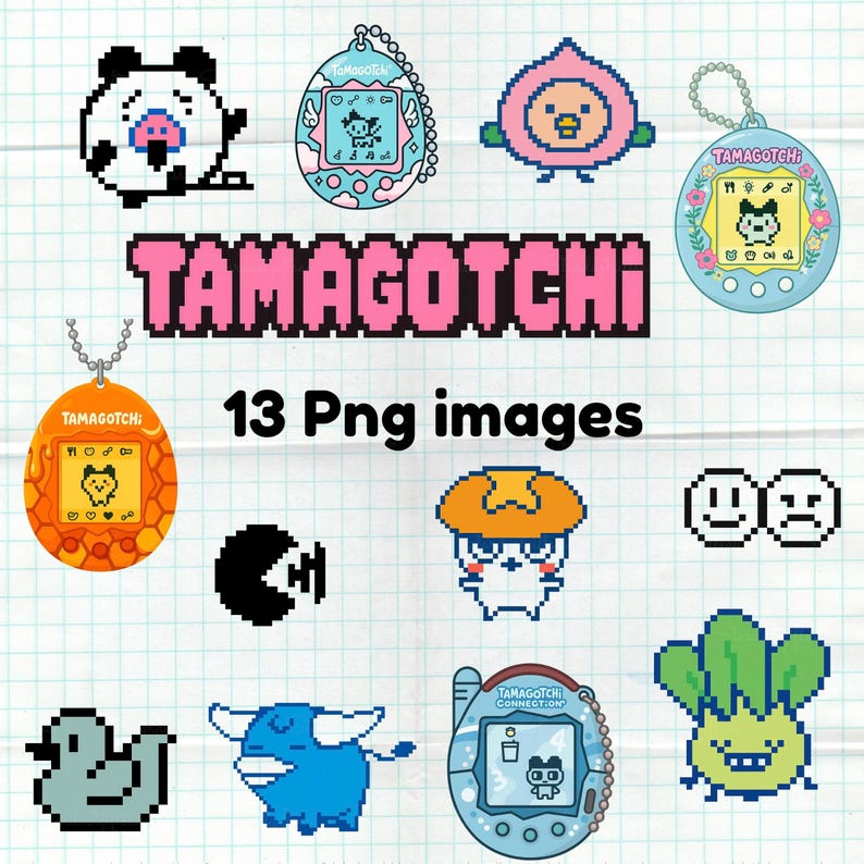 Tamagotchi PNG Clip Art Pack | 90s Kawaii Digital Stickers | Pastel ...