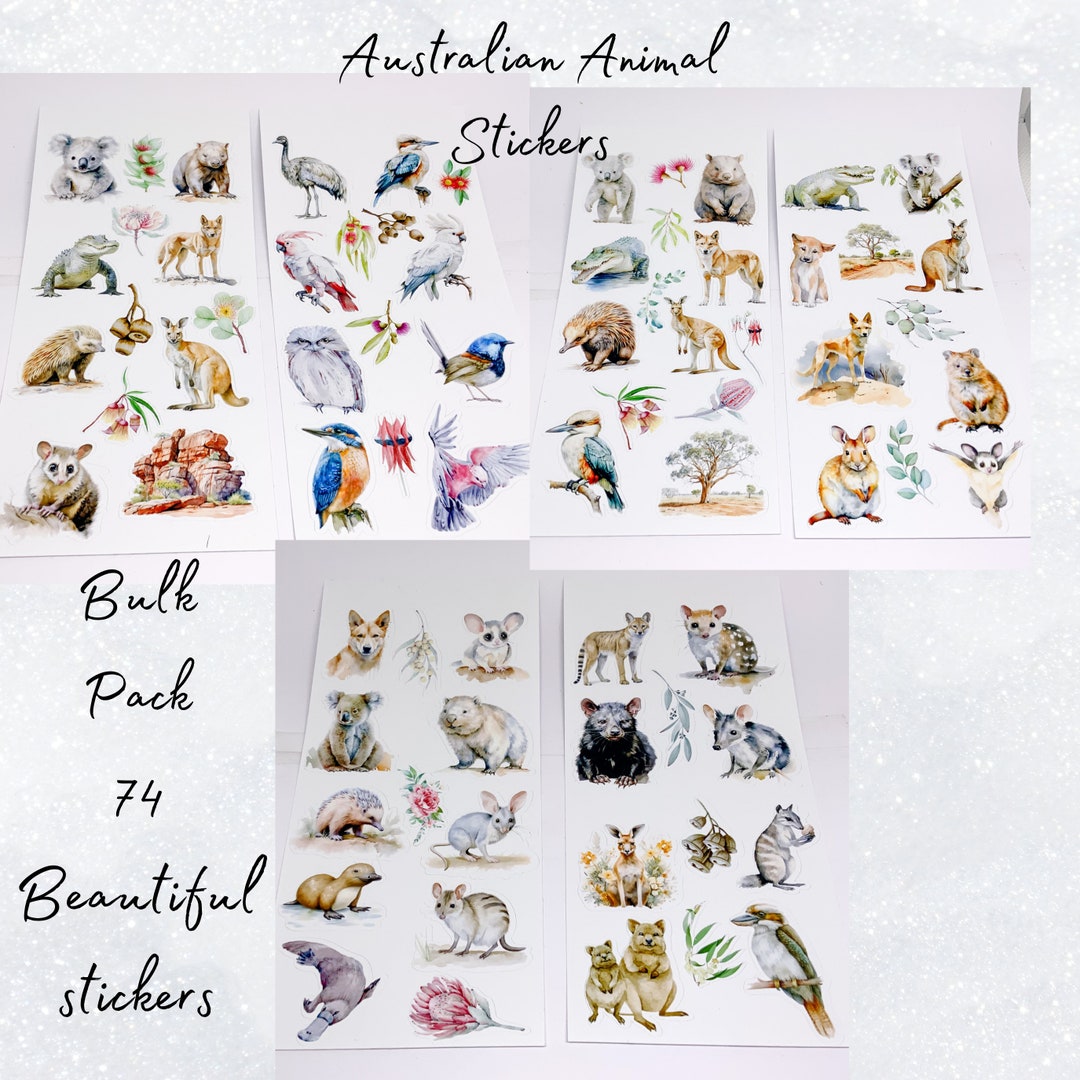 Adorable Australian Animal Sticker Set 74 Stickers Celebrate Down Under ...