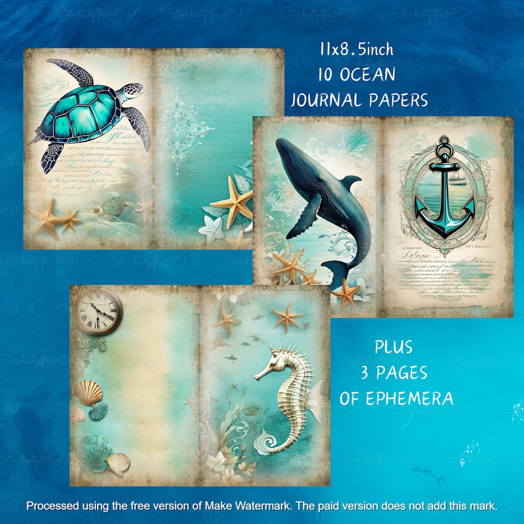 Beach Junk Journal Kit / Ocean Journal Papers / Sea Nautical Mermaid ...