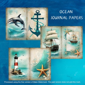 Beach Junk Journal Kit / Ocean Journal Papers / Sea Nautical Mermaid ...