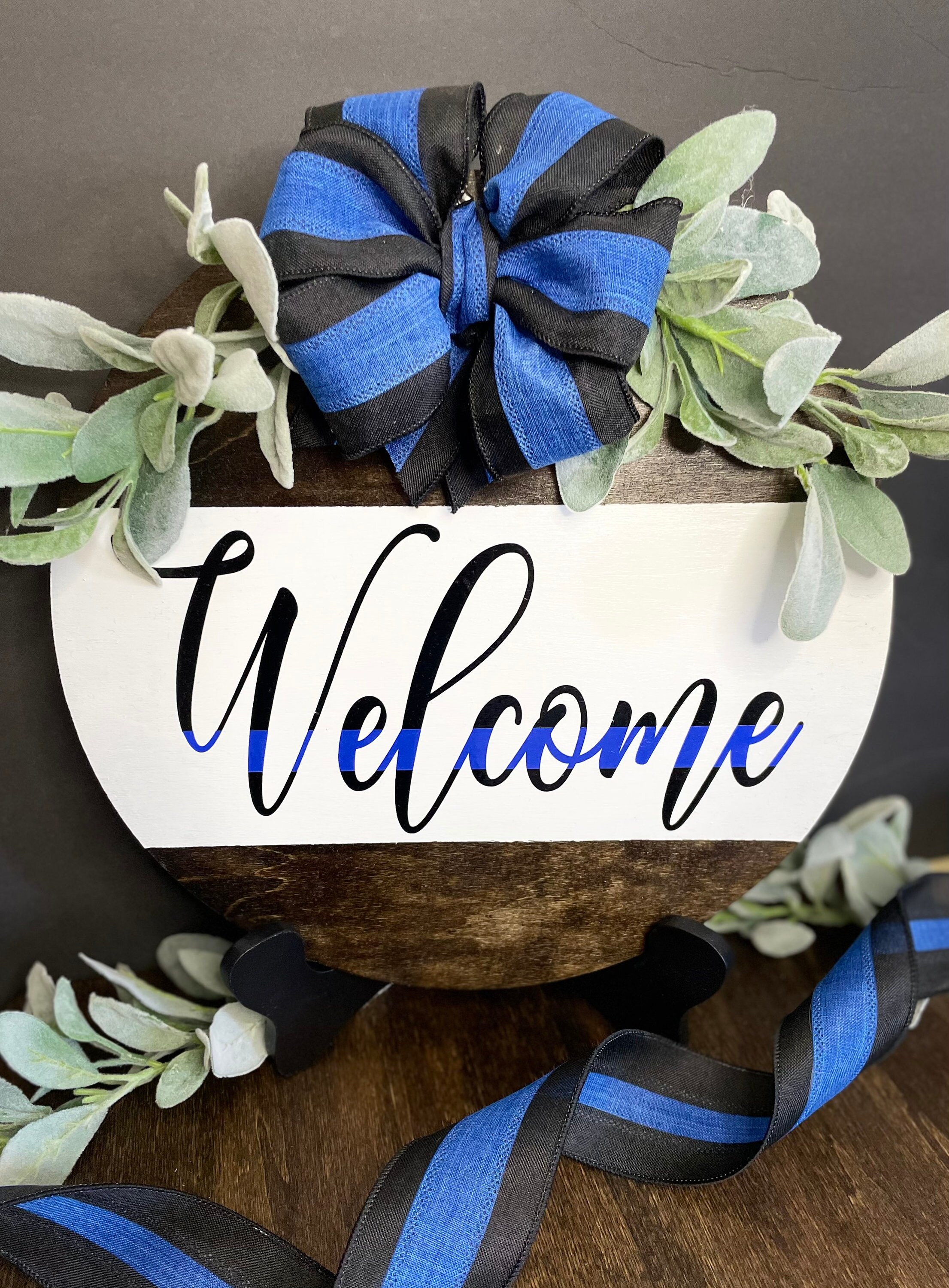 Welcome Blue Line Door Hanger Police Welcome Sign Blue Line - Etsy