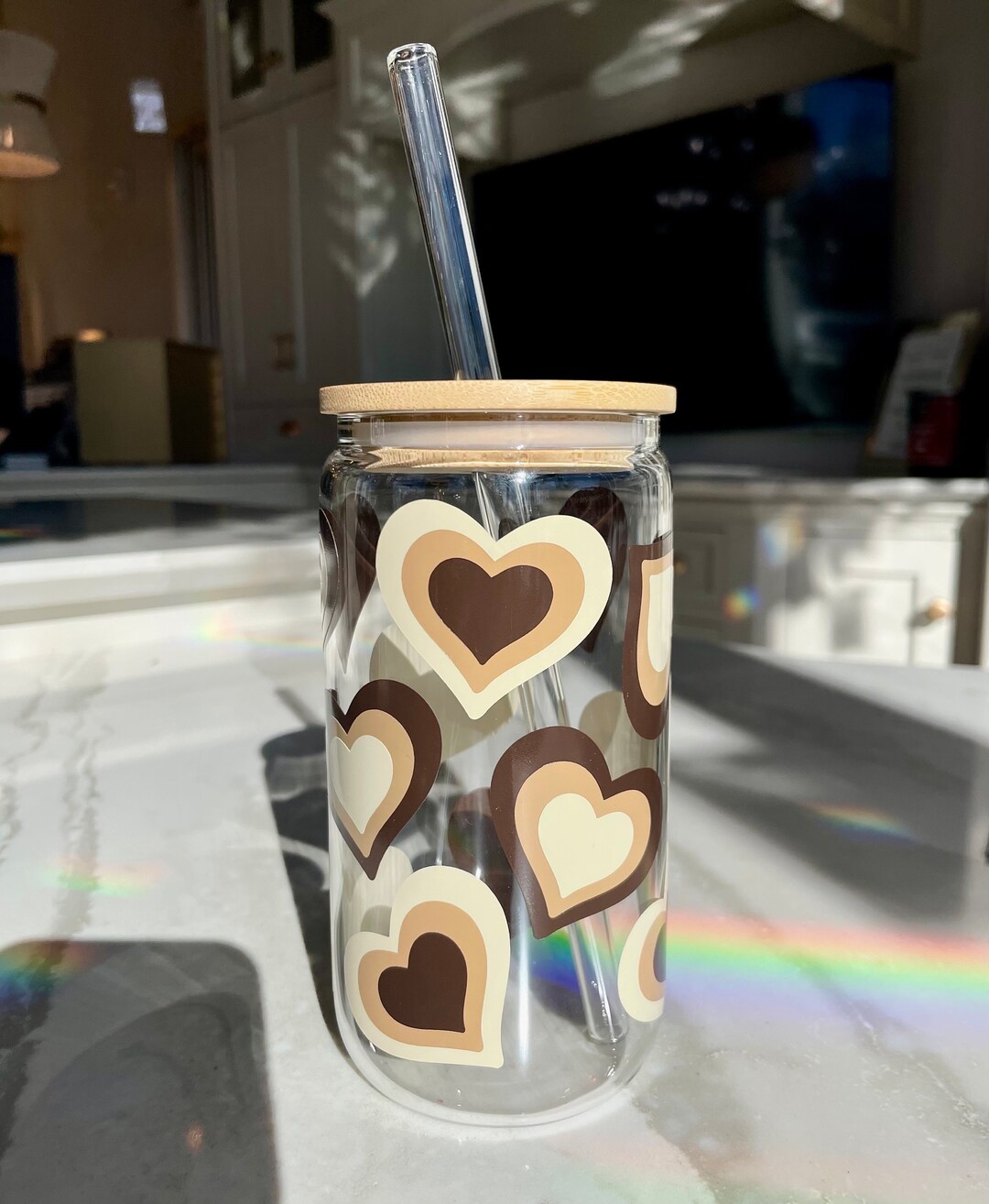 Heart Libbey Glass Iced Coffee Glass Hearts Ombré Heart Beer Can Glass ...