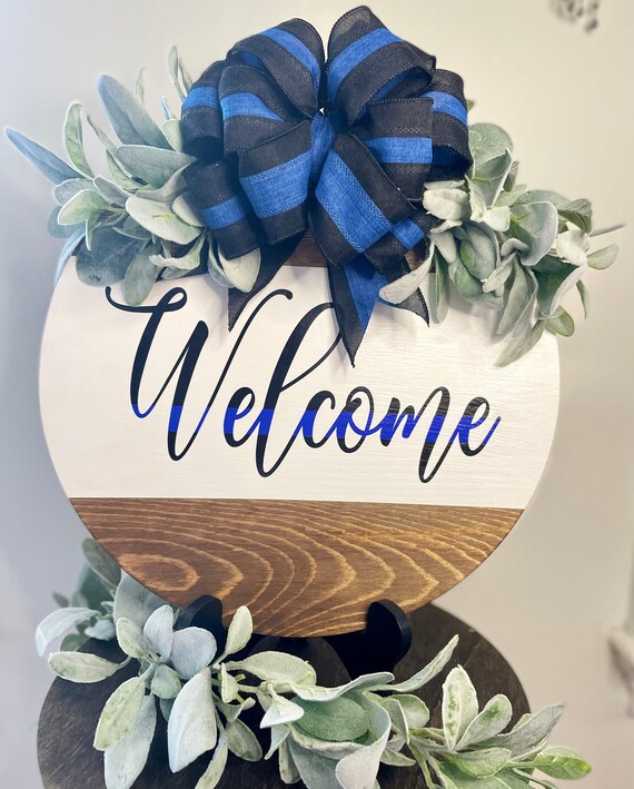 Welcome Blue Line Door Hanger Police Welcome Sign Blue Line - Etsy