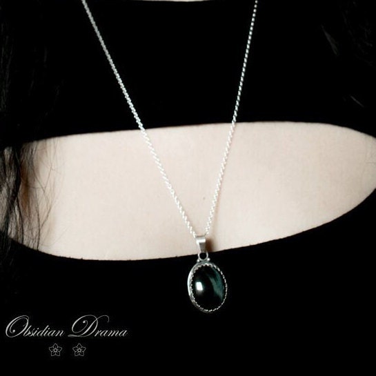 Blue Hawkeye Stone Silver Handmade Necklace, Alternative, Vintage ...