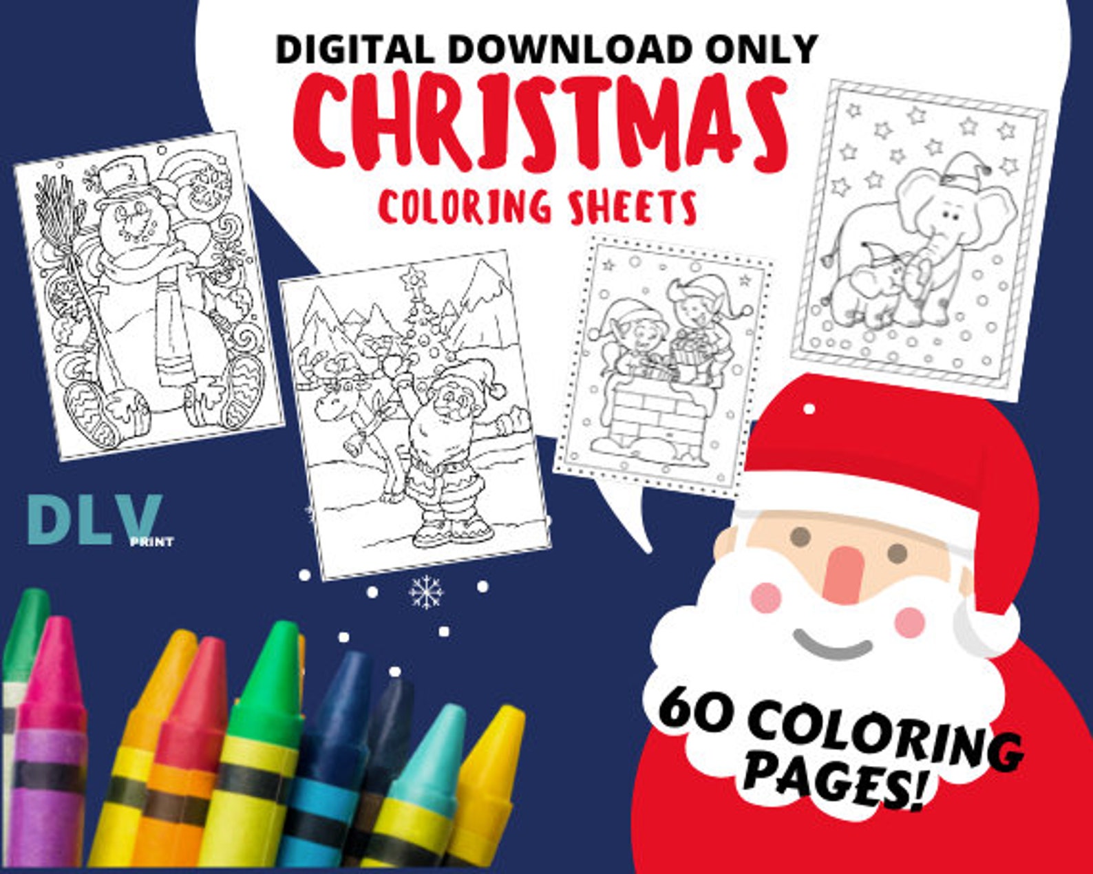 60 Christmas Coloring Pages / Printable Pages for Kids, Teens & Young ...