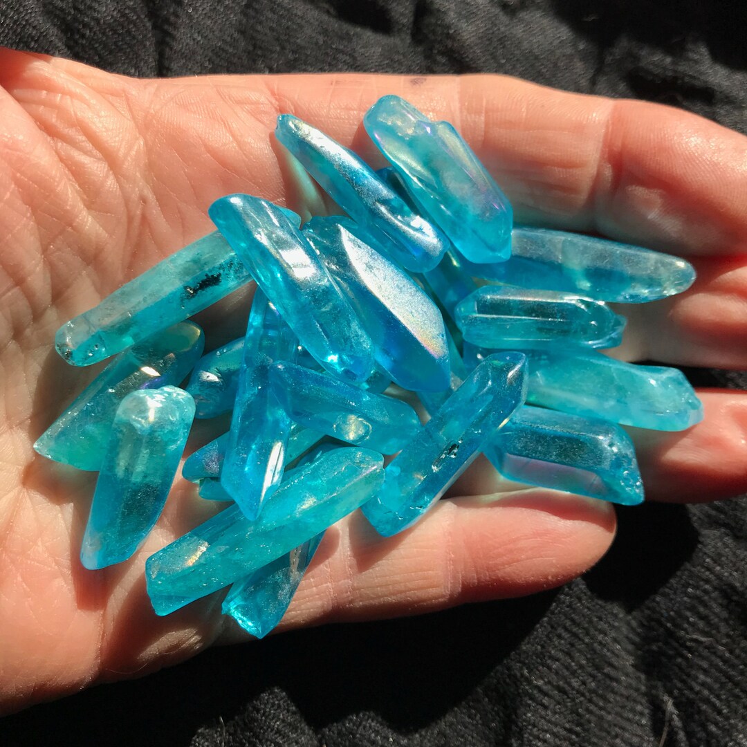 100gr Blue Titanium Quartz Points - Etsy